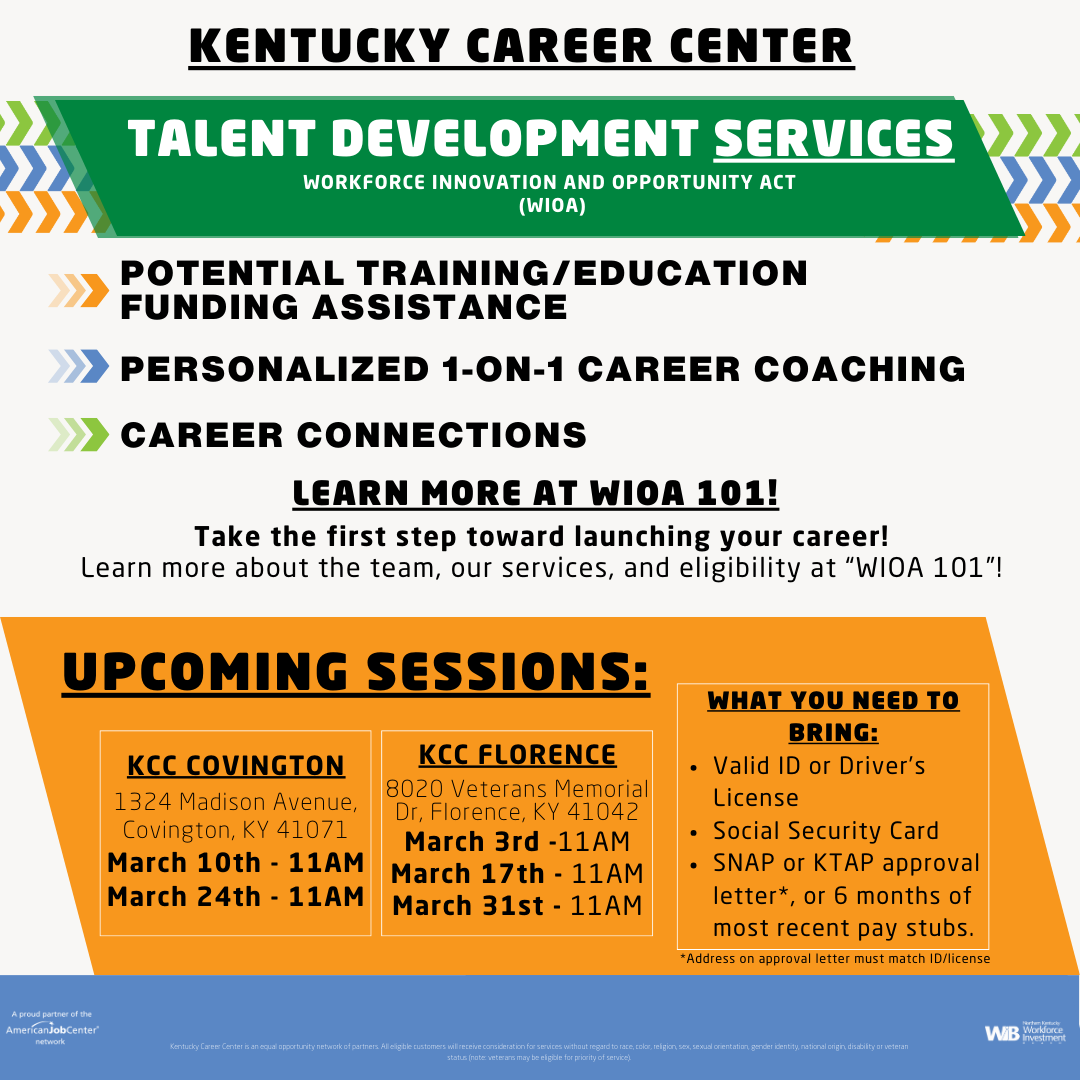 WIOA 101 - Florence — Kentucky Career Center