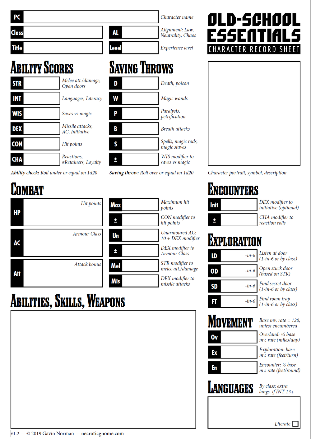 Character Sheets — 3d6 Down the Line