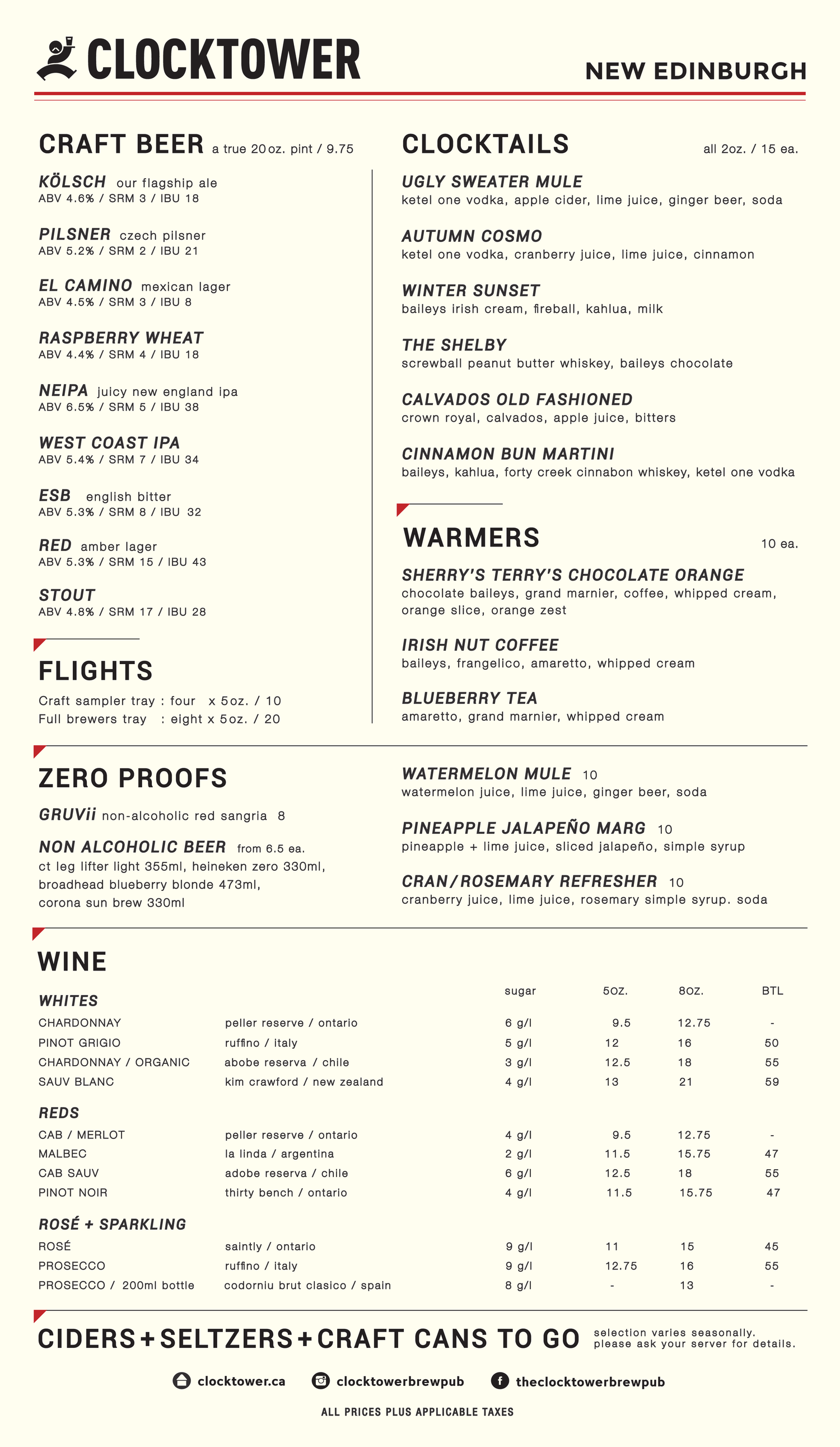 Our Menu — Clocktower Brew Pub