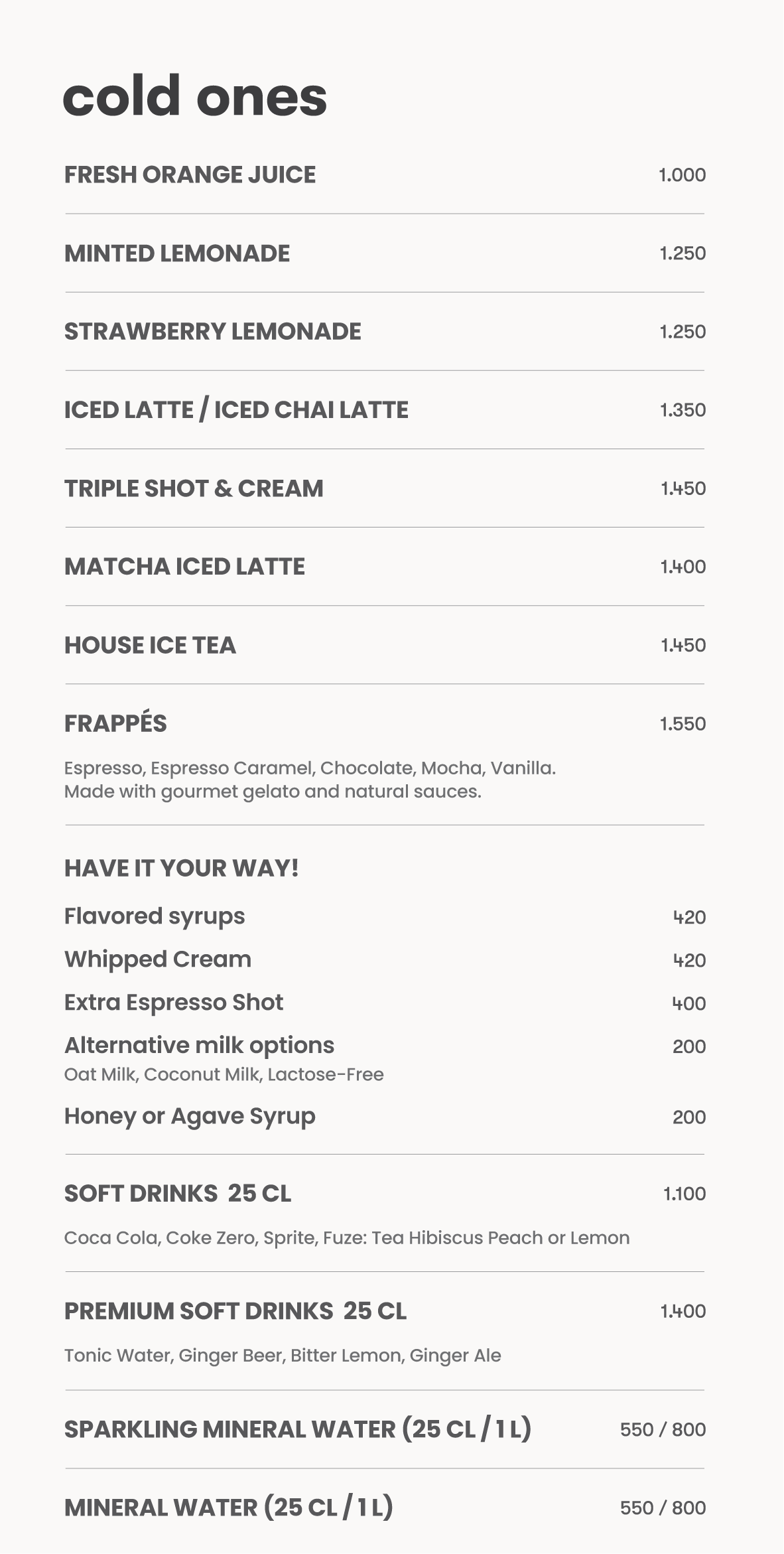 Hot & Cold Drinks | MOOI CAFE