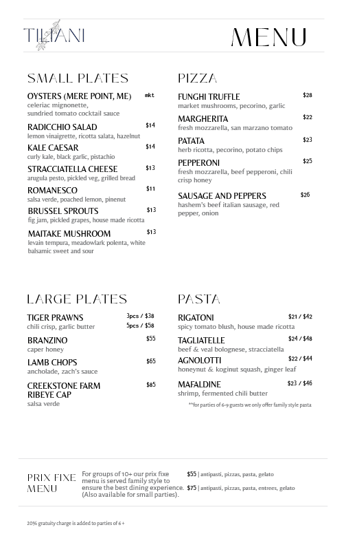 Menu 1 — Tiliani