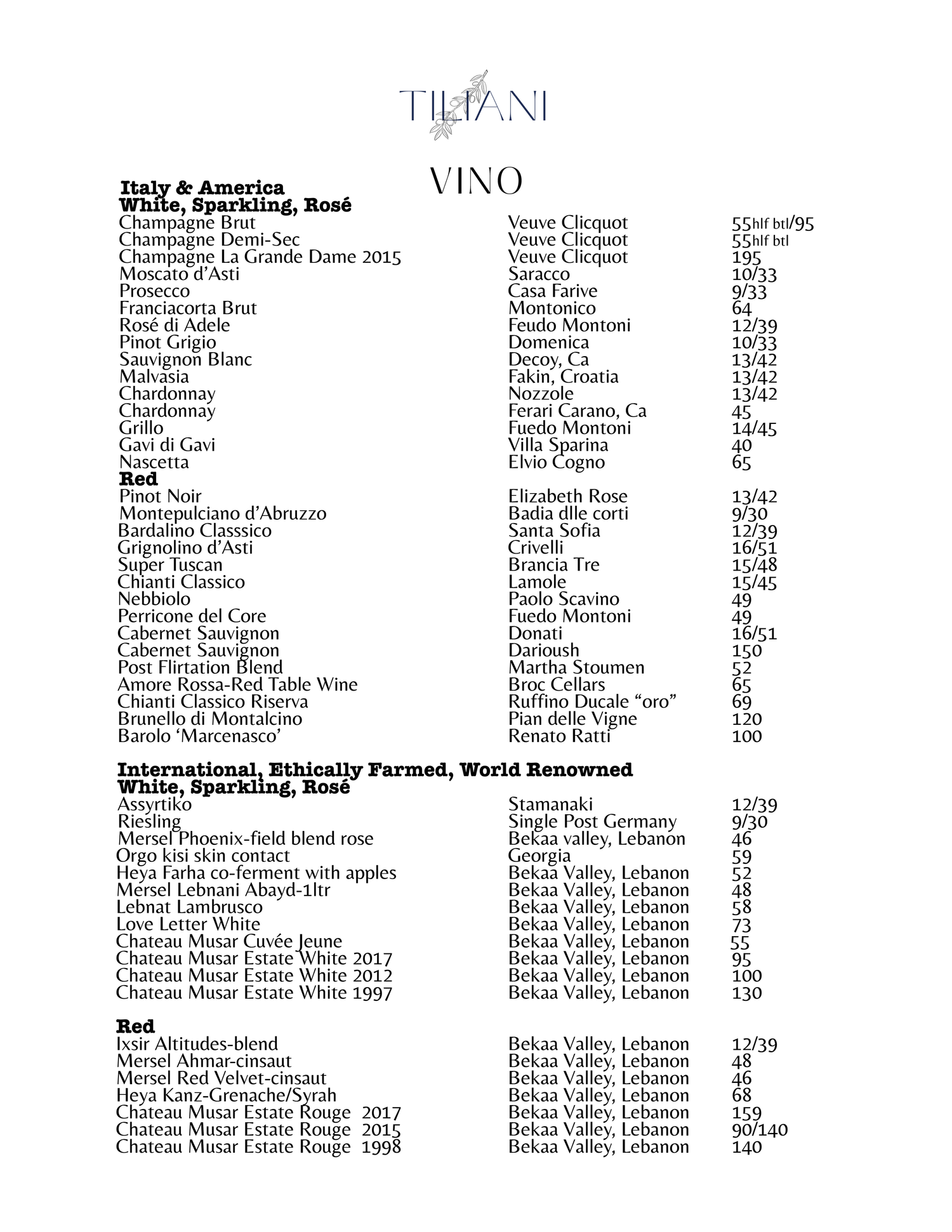 Menu/Order — Tiliani