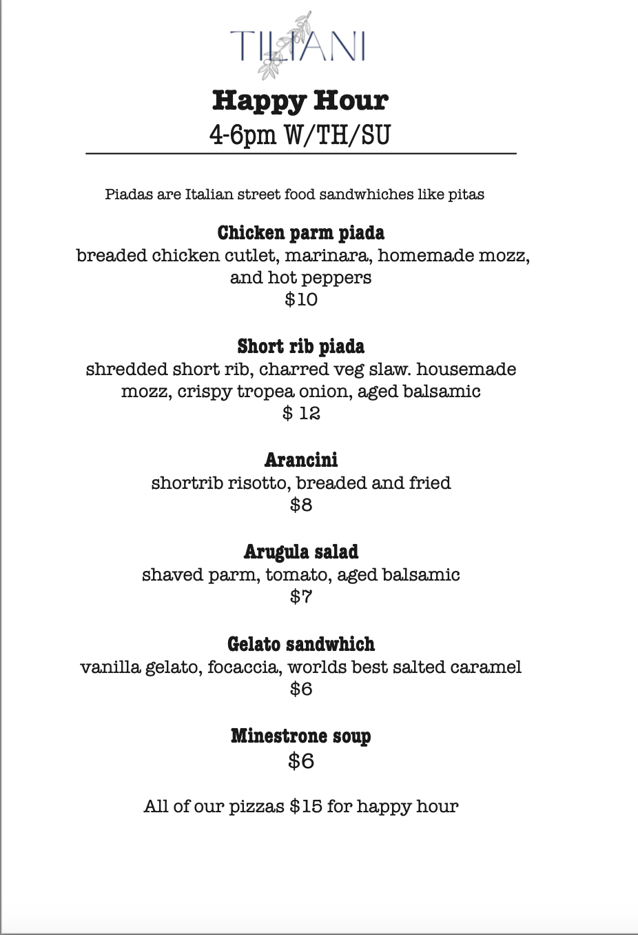 Menu/Order — Tiliani