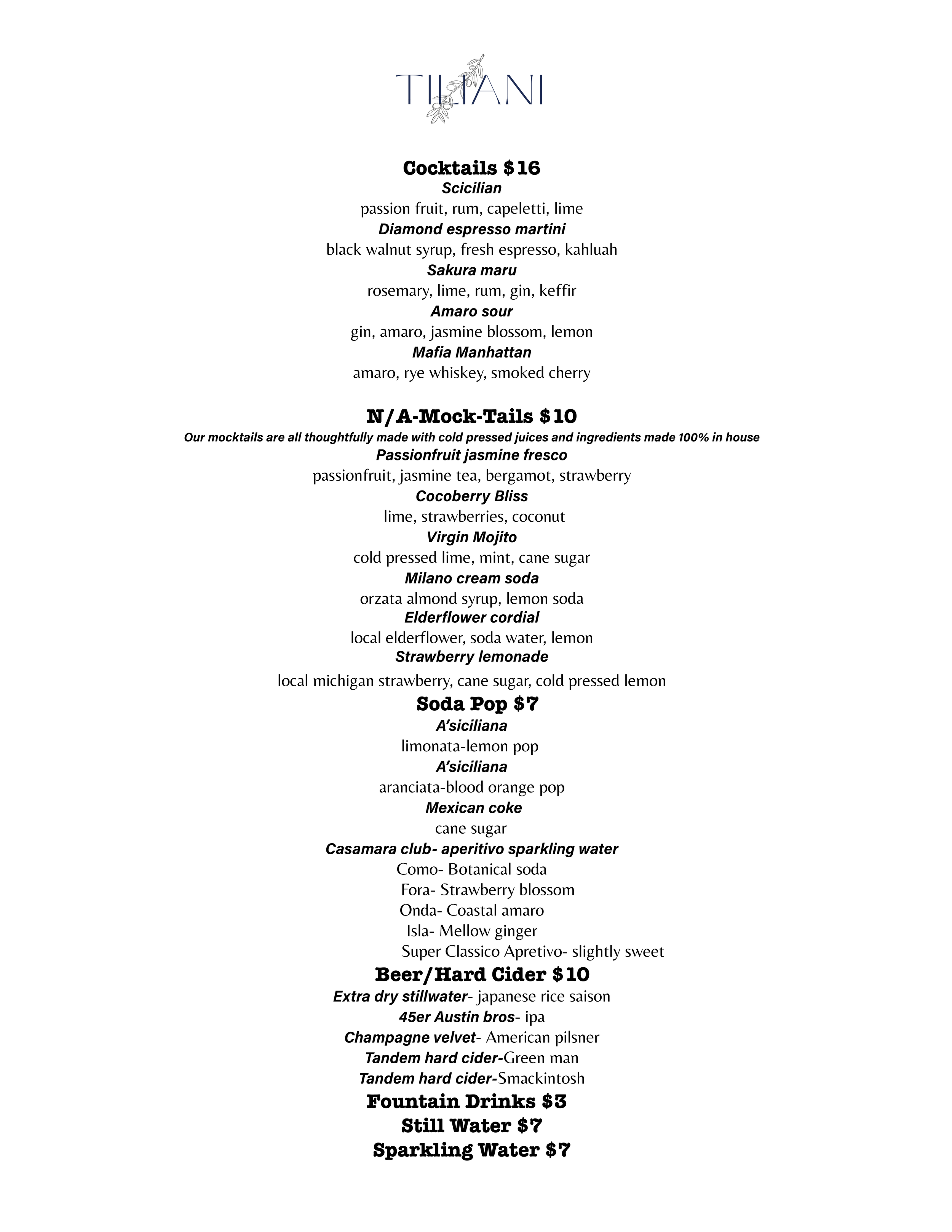 Menu/Order — Tiliani
