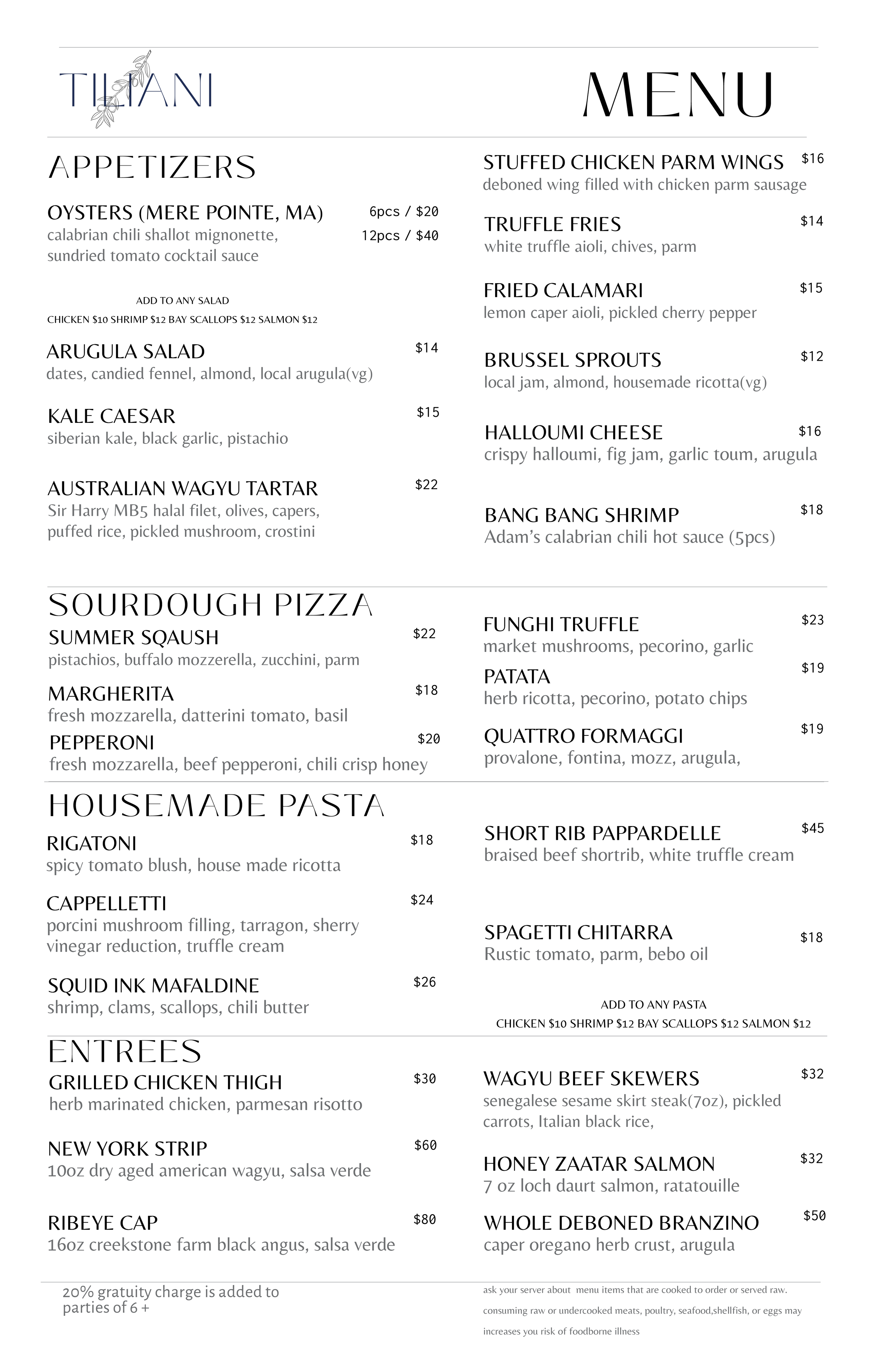 Menu/Order — Tiliani