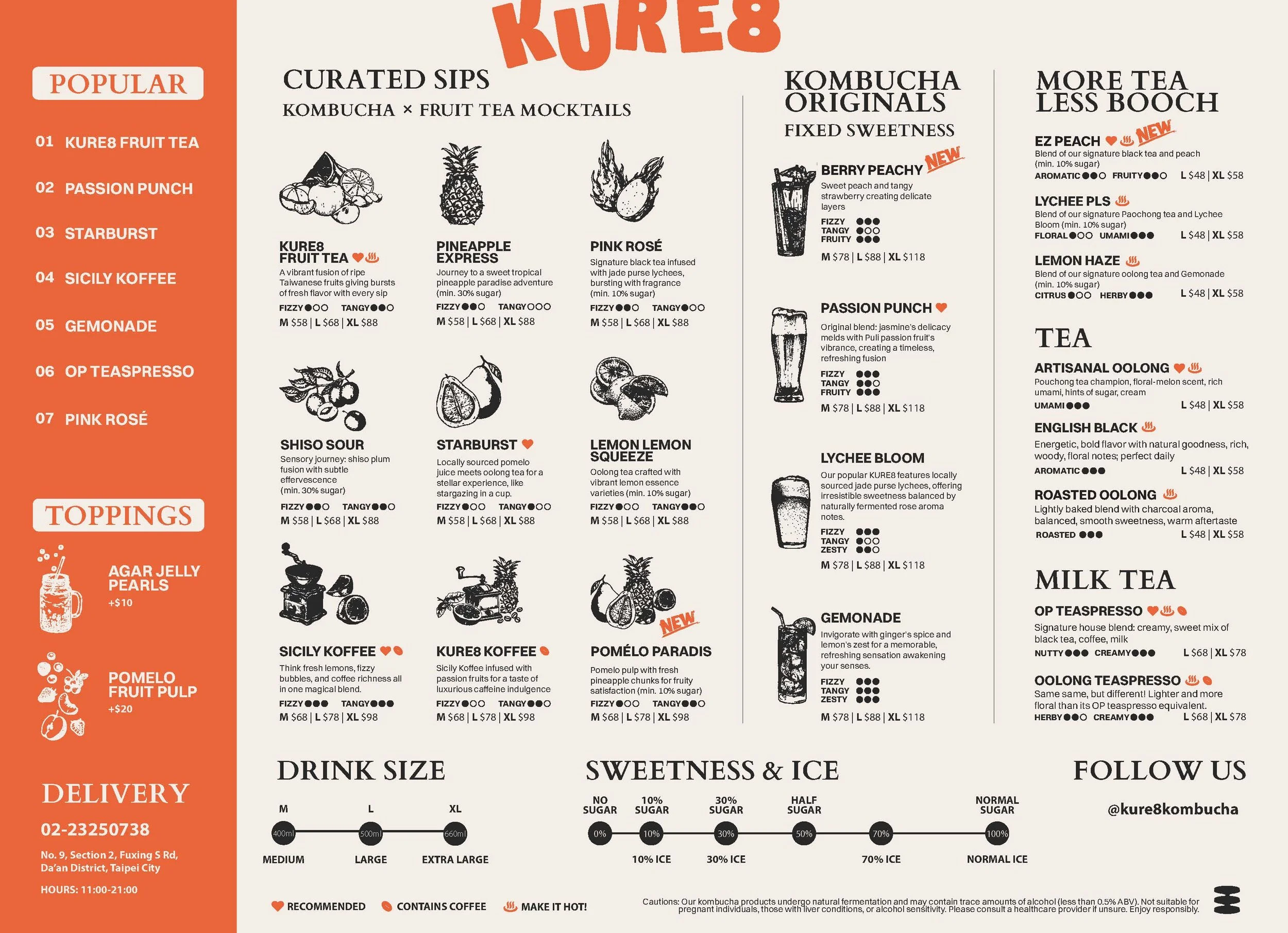 Menu — KURE8 Kombucha