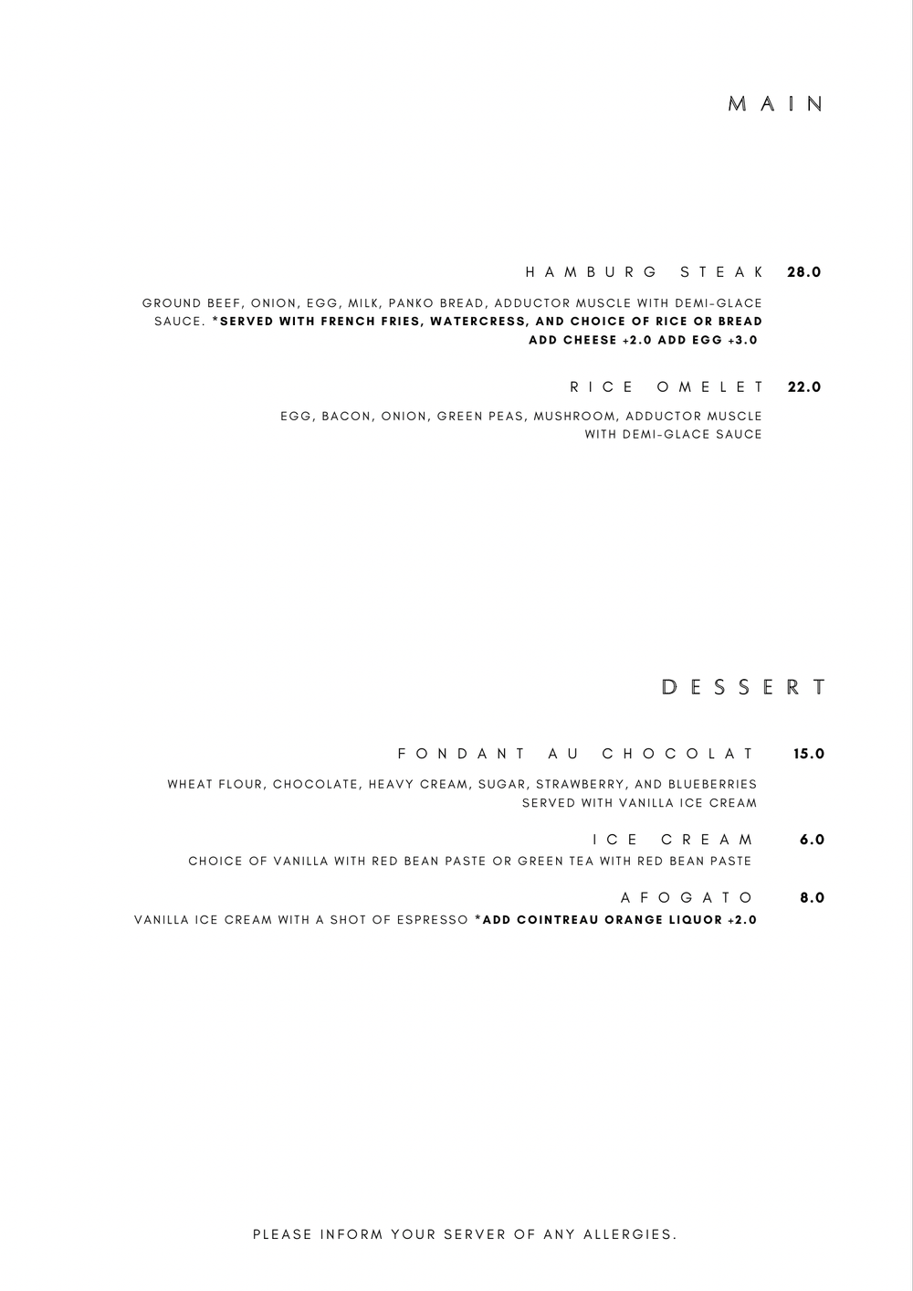 Menu — Vert Frais