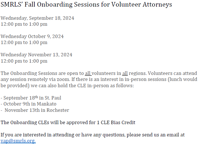 Volunteer — Southern Minnesota Regional Legal Services