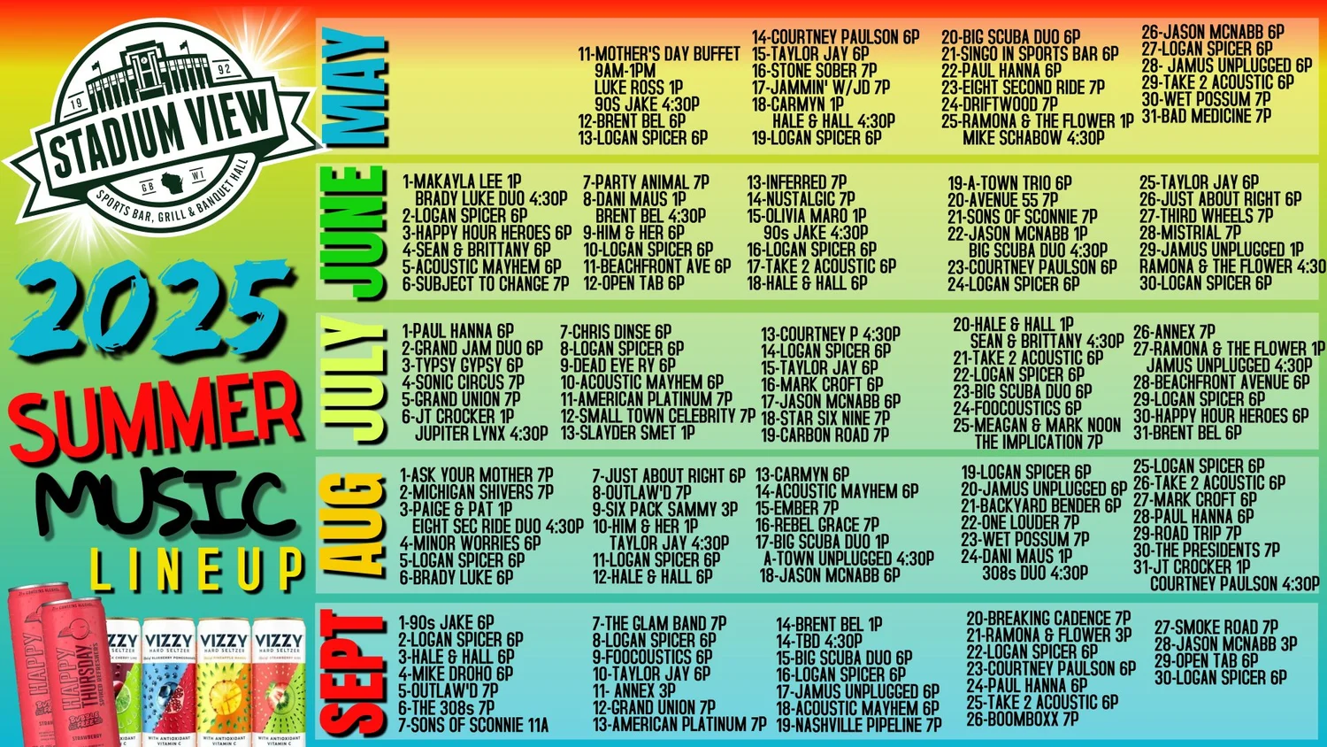 LIVE MUSIC — Stadium View Sports Bar & Event Halls