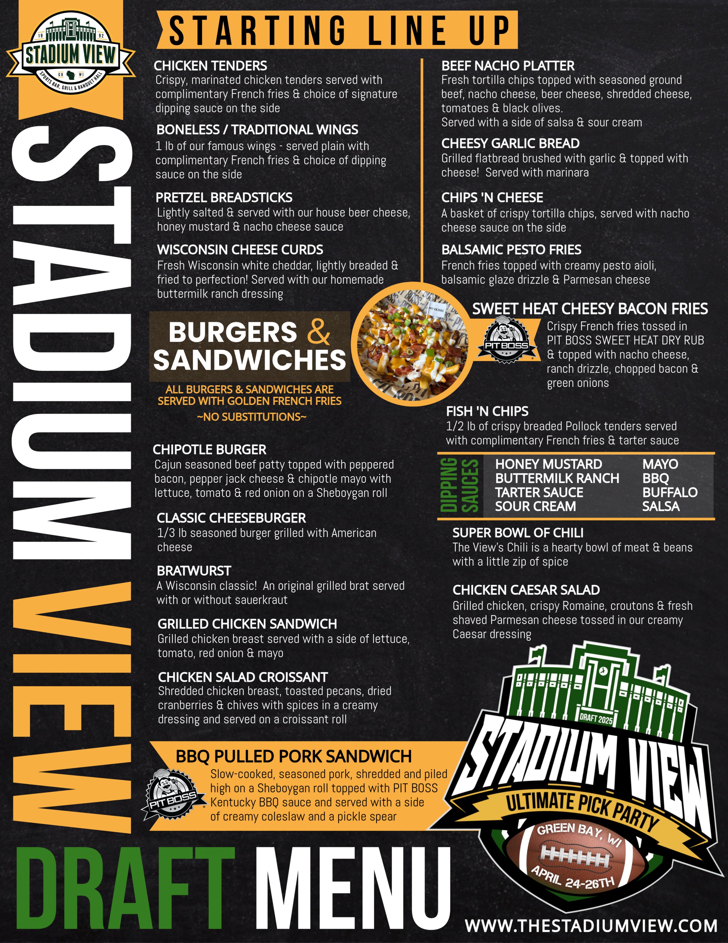 DRAFT MENU — Stadium View Sports Bar, Restaurant, & Event Halls
