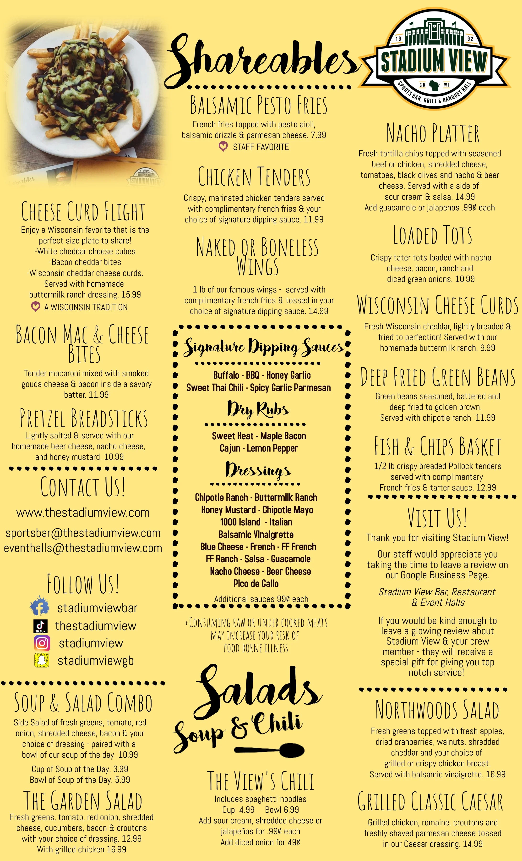 Sports Bar Menu Cover