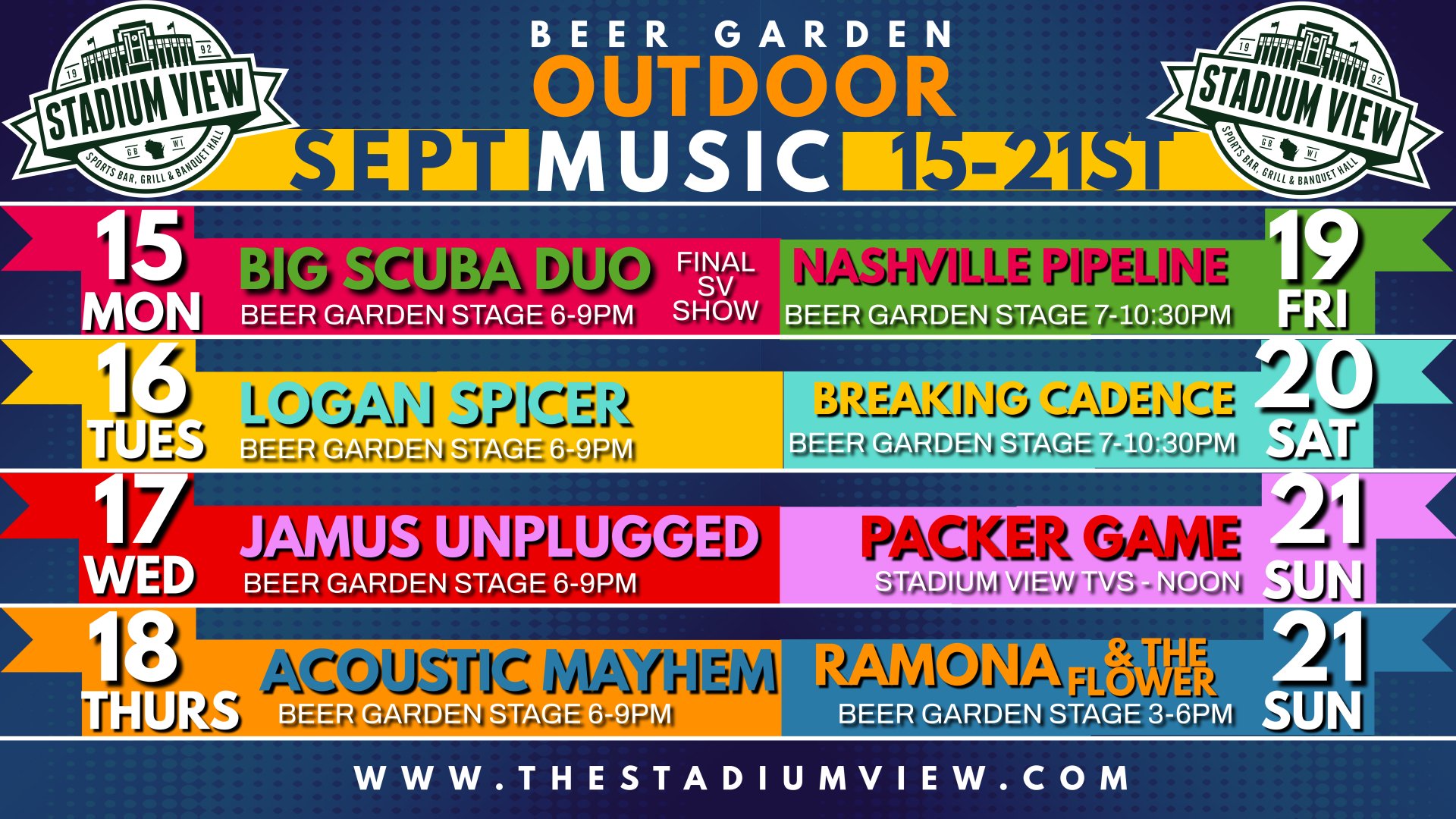 LIVE MUSIC — Stadium View Sports Bar & Event Halls