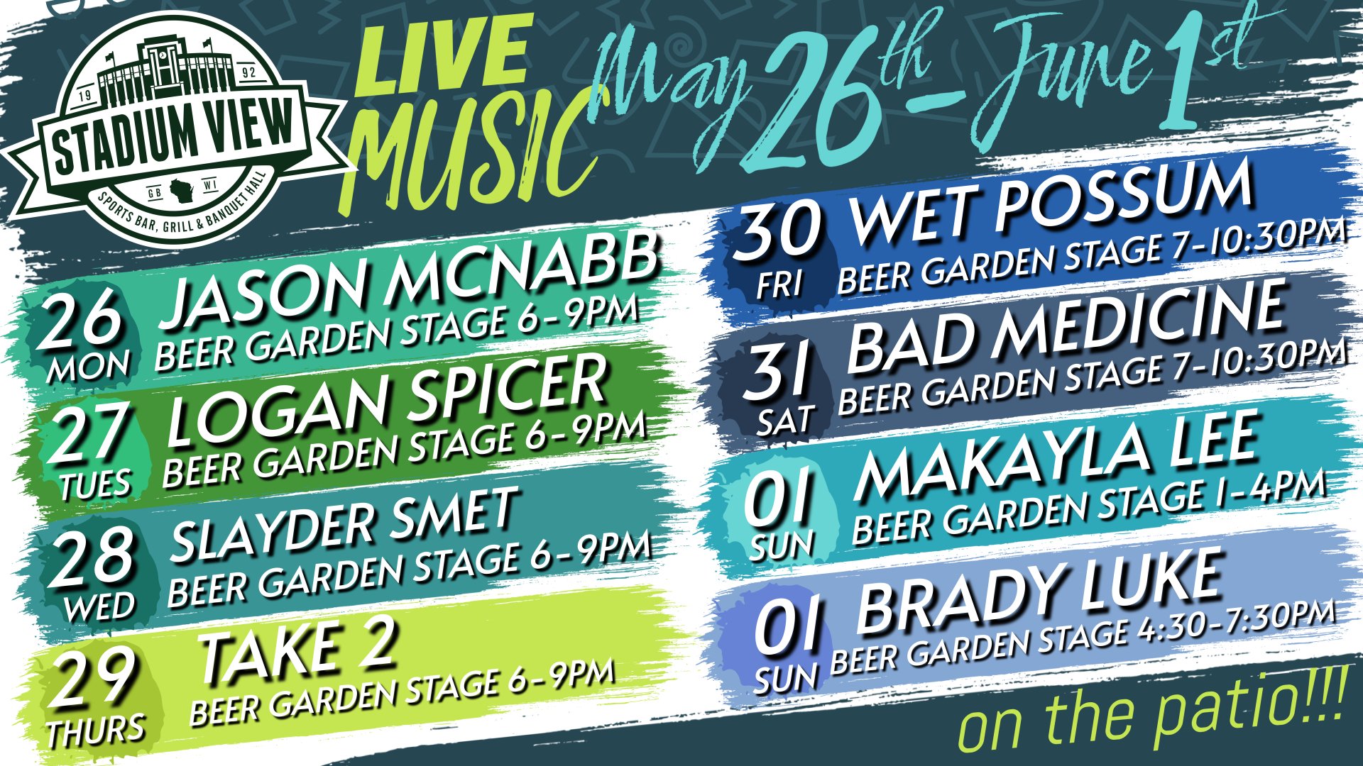 LIVE MUSIC — Stadium View Sports Bar & Event Halls