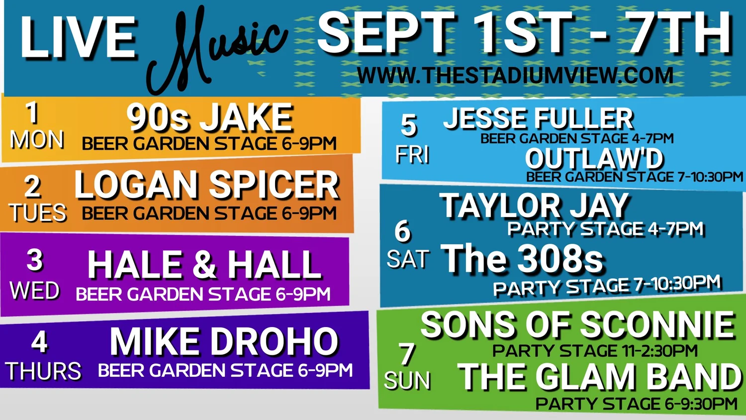 LIVE MUSIC — Stadium View Sports Bar & Event Halls