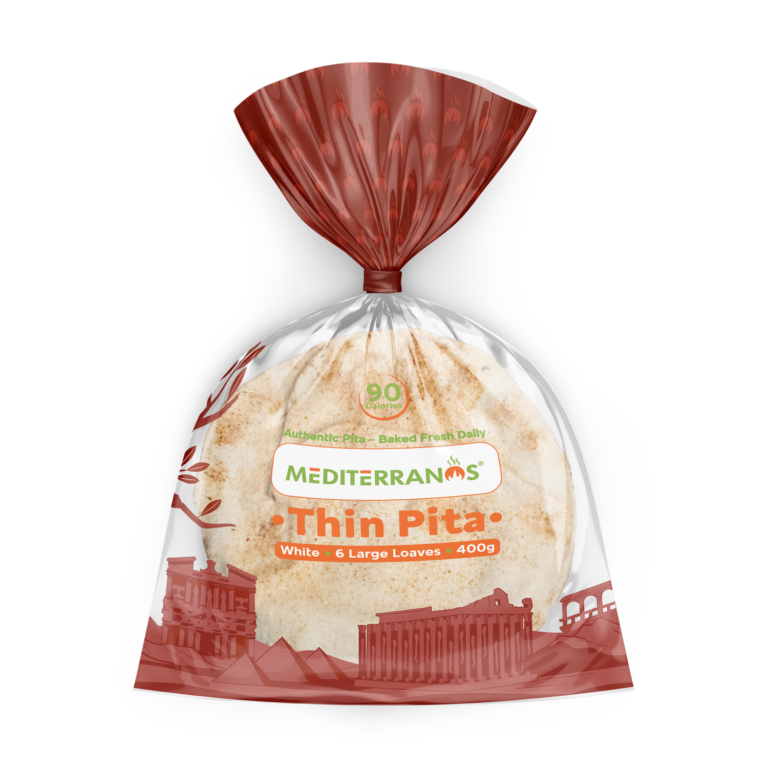 Medium Thick White Pita Bread - Perfect for Gyros | Mediterranos