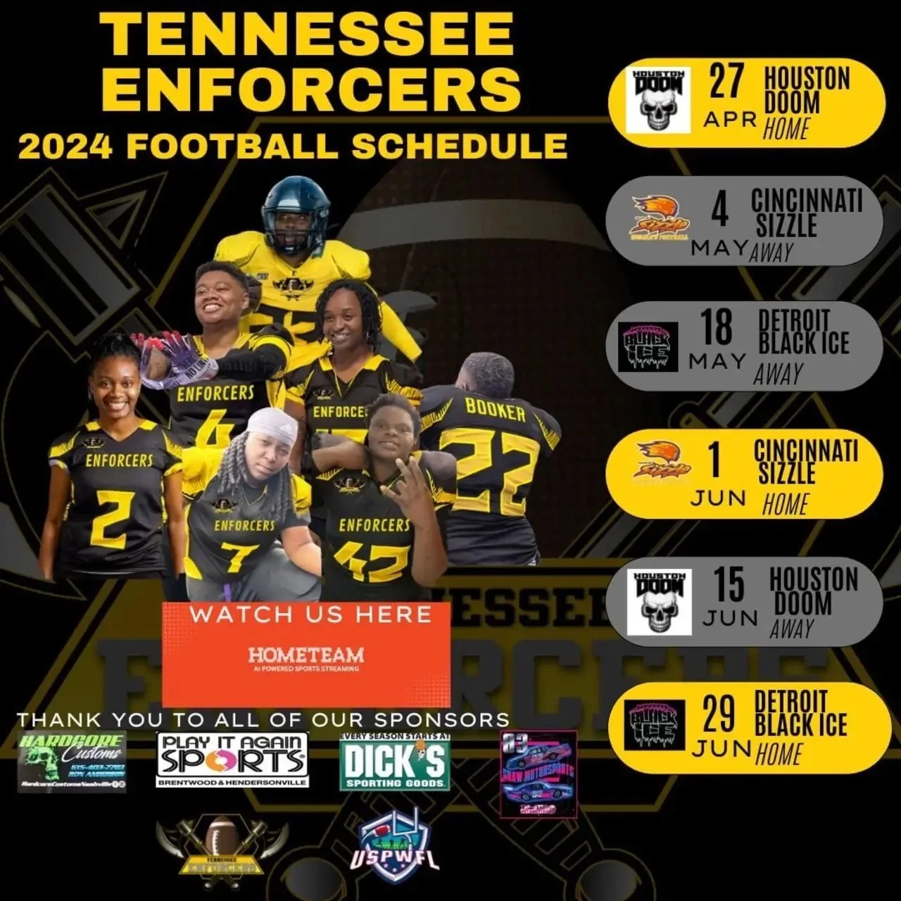 Schedule — The Tennessee Enforcers Tackle and Flag Football League