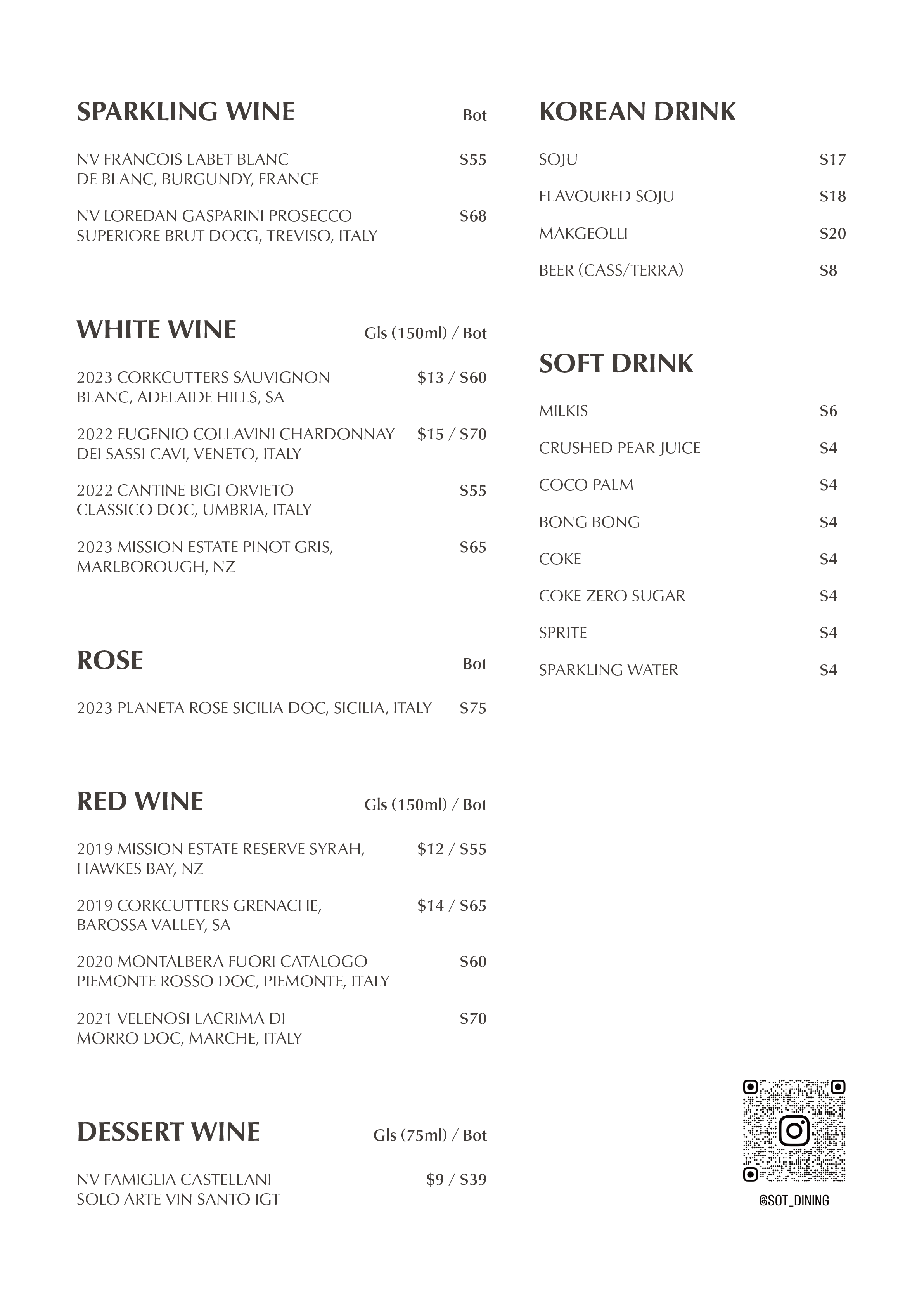 SOT MENU — TCNC
