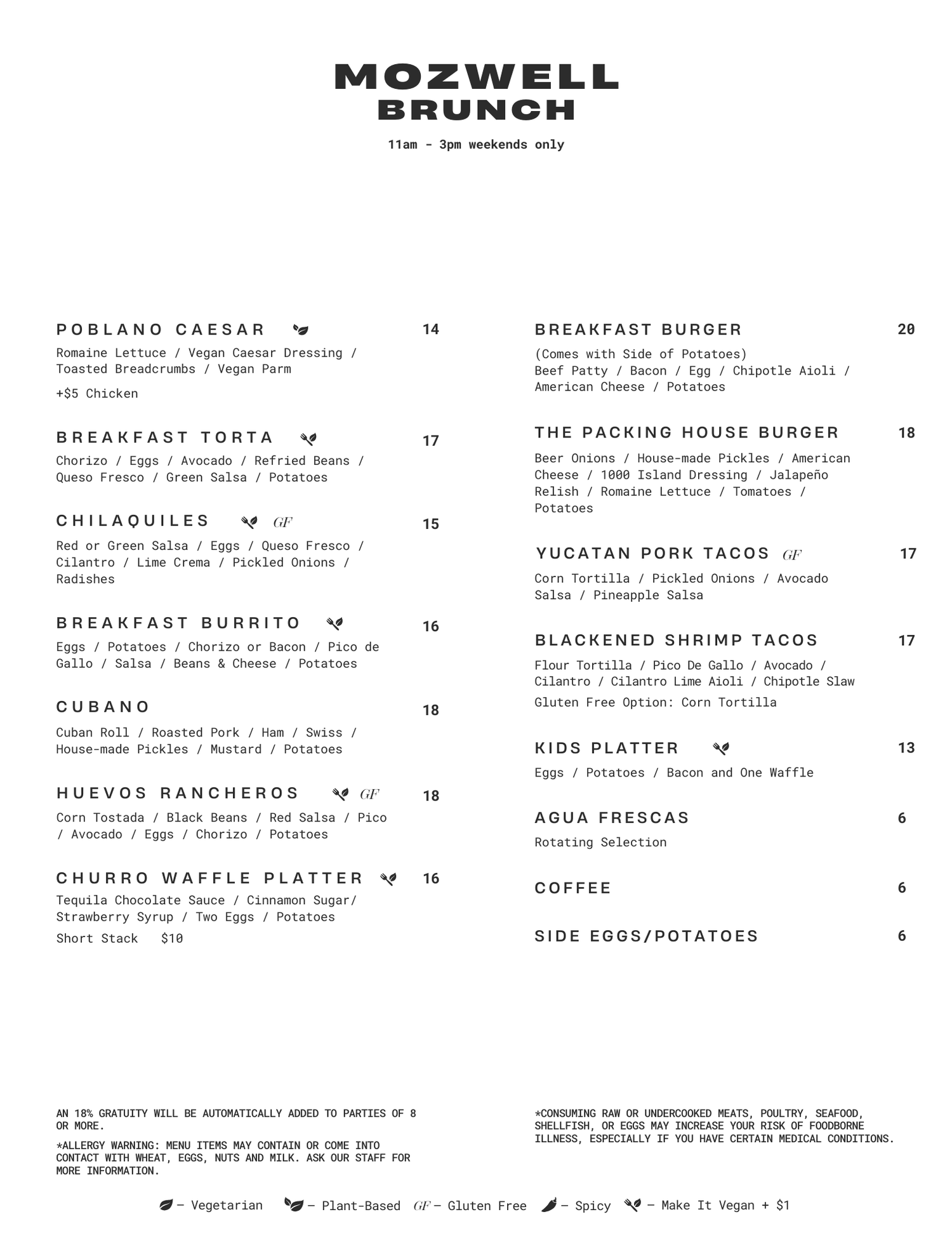 MENUS — Mozwell