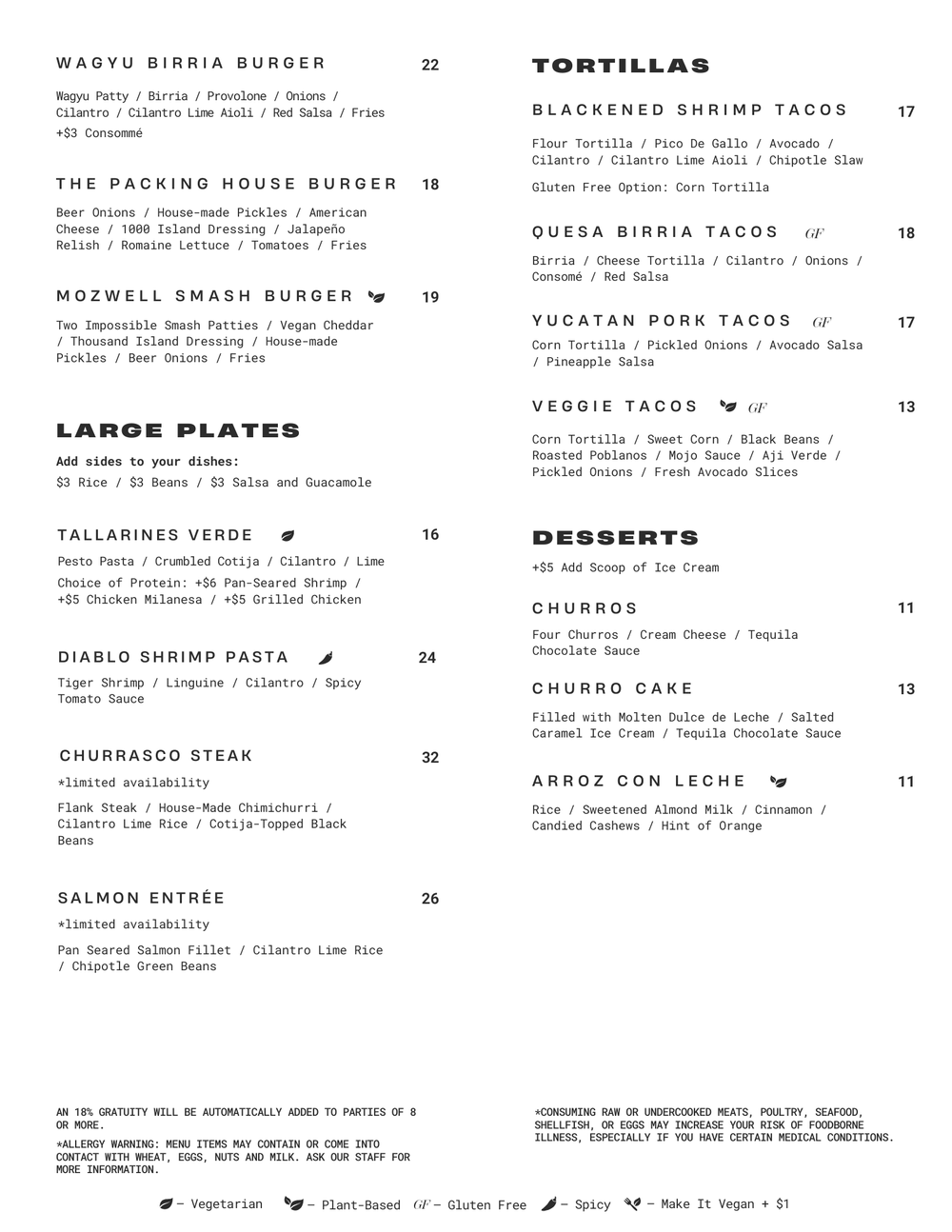 MENUS — Mozwell