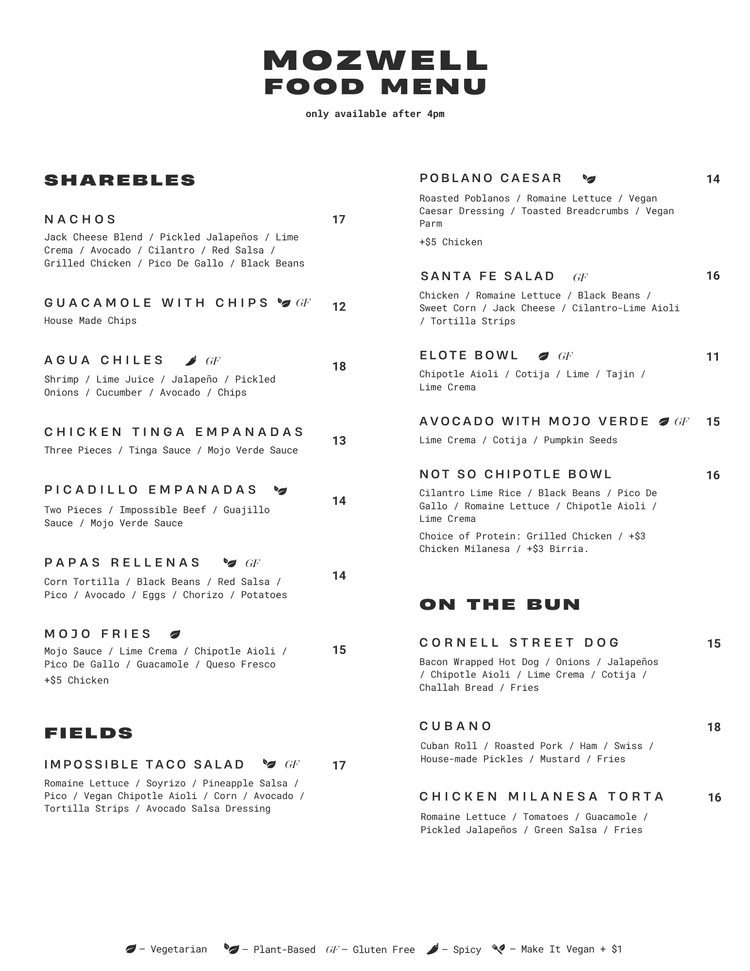 MENUS — Mozwell