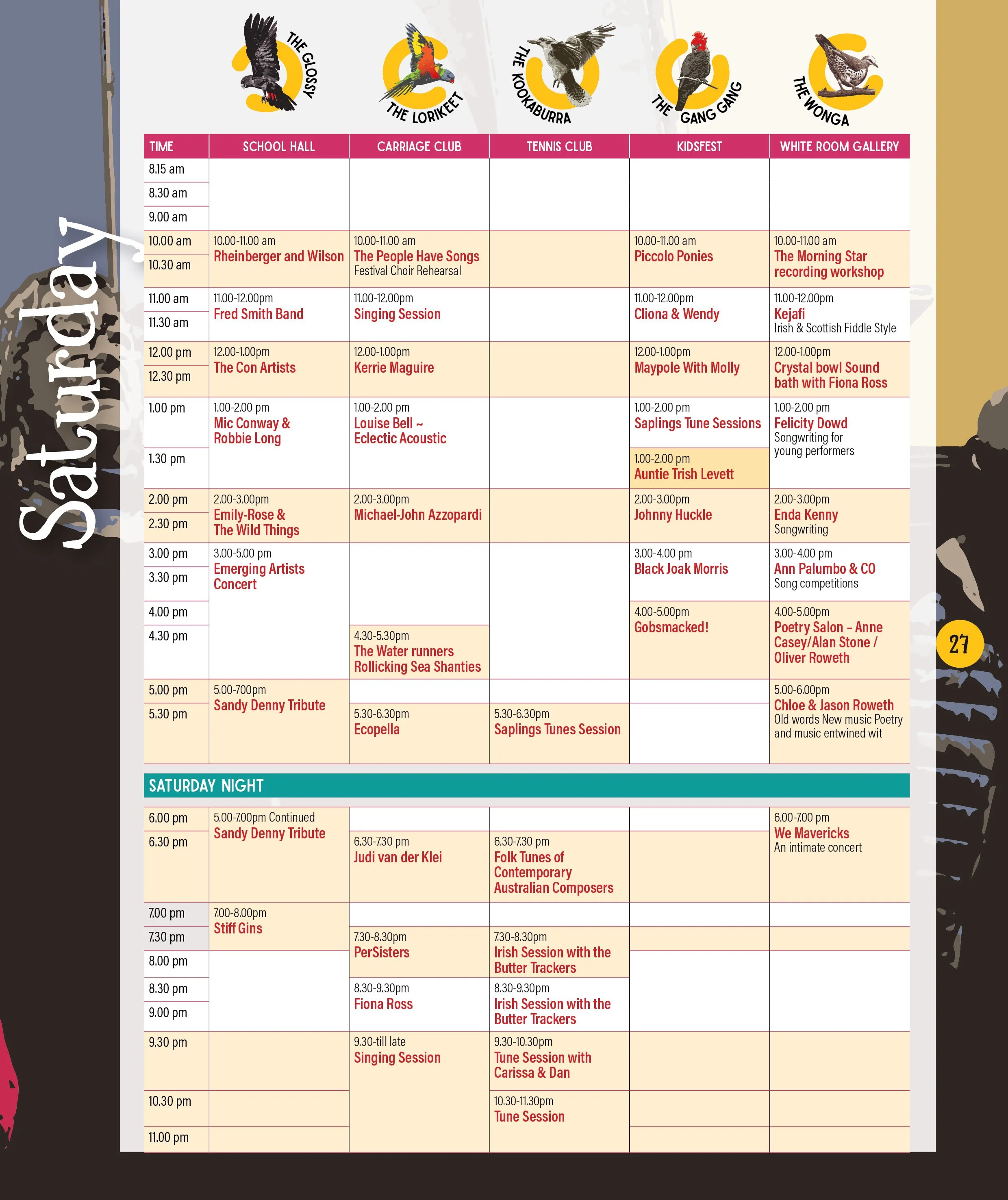 PROGRAM GRID — Bundanoon Folk Festival