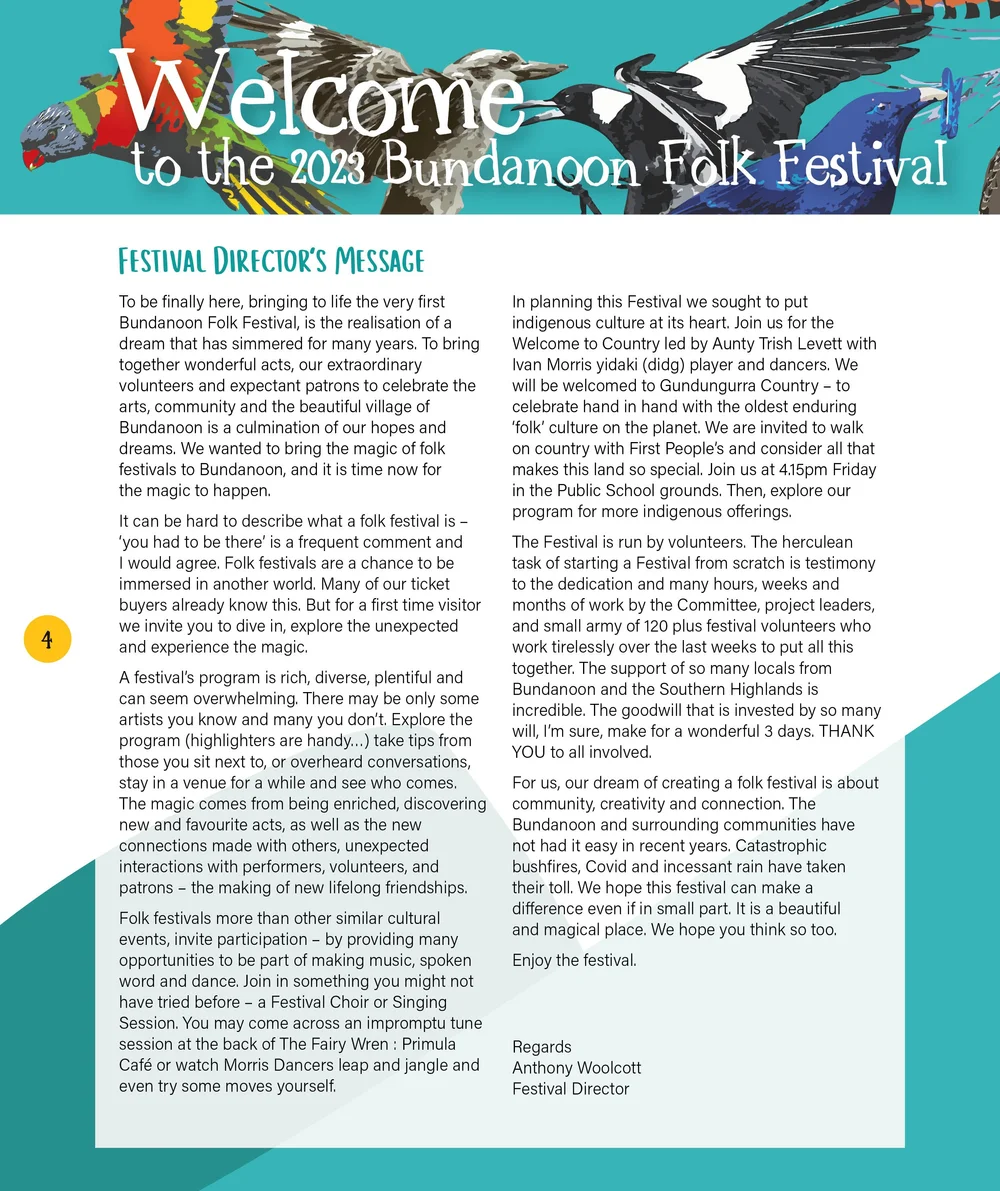 FULL PROGRAM — Bundanoon Folk Festival