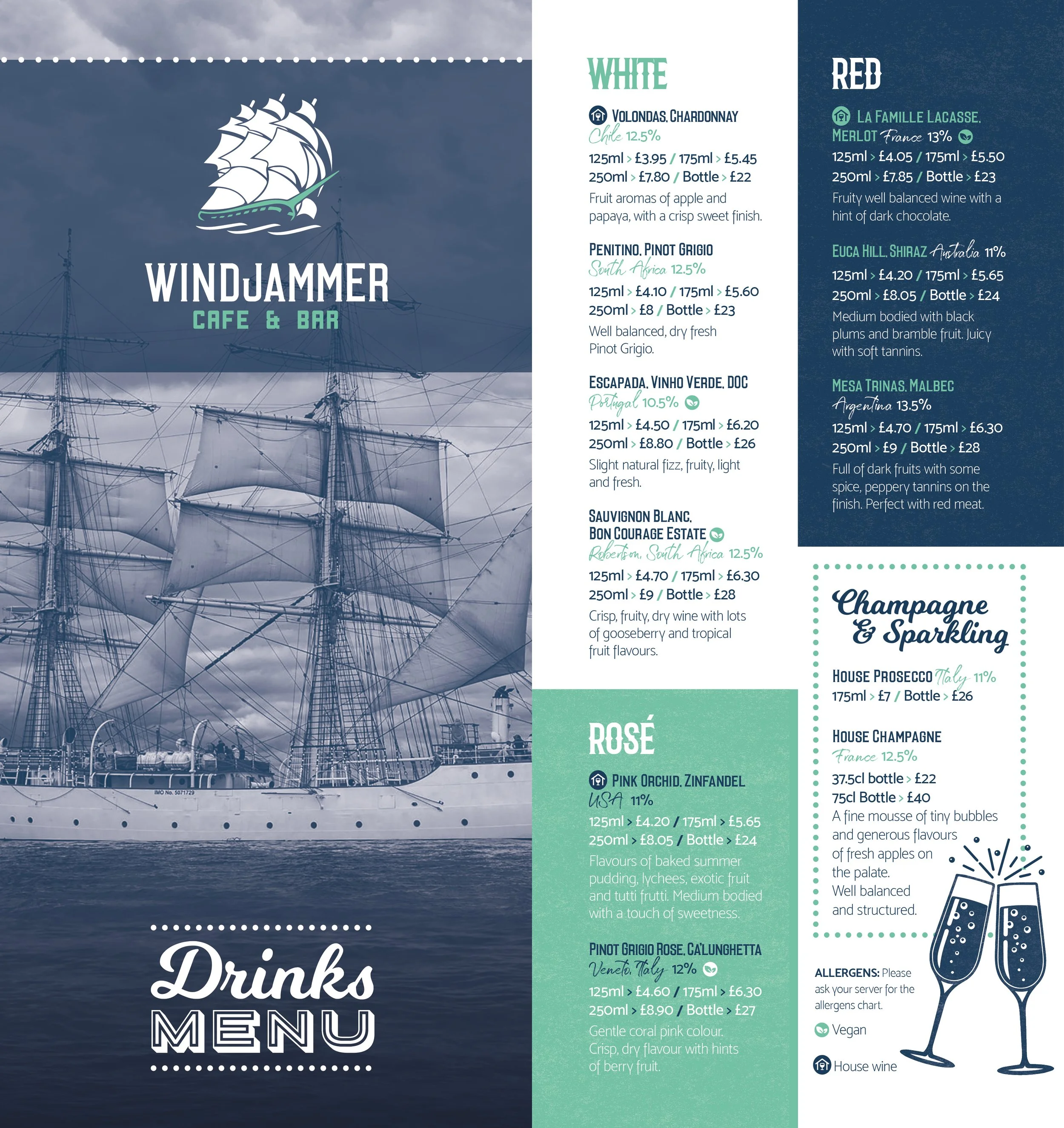 MENUS — Windjammer Café & Bar
