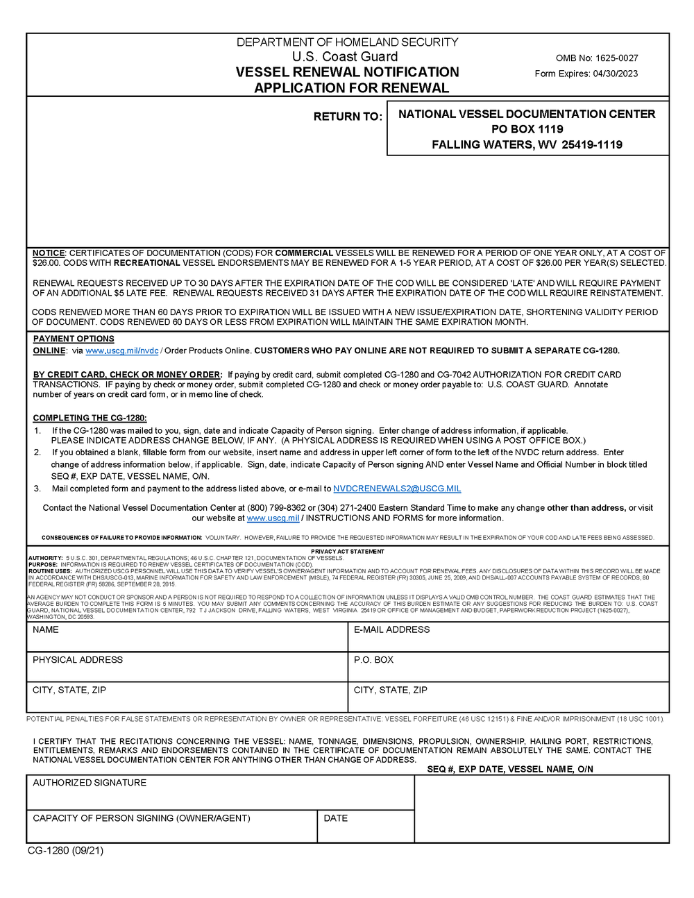 USCG Renewals | Streamline Your Renewal — New England Marine Documentation