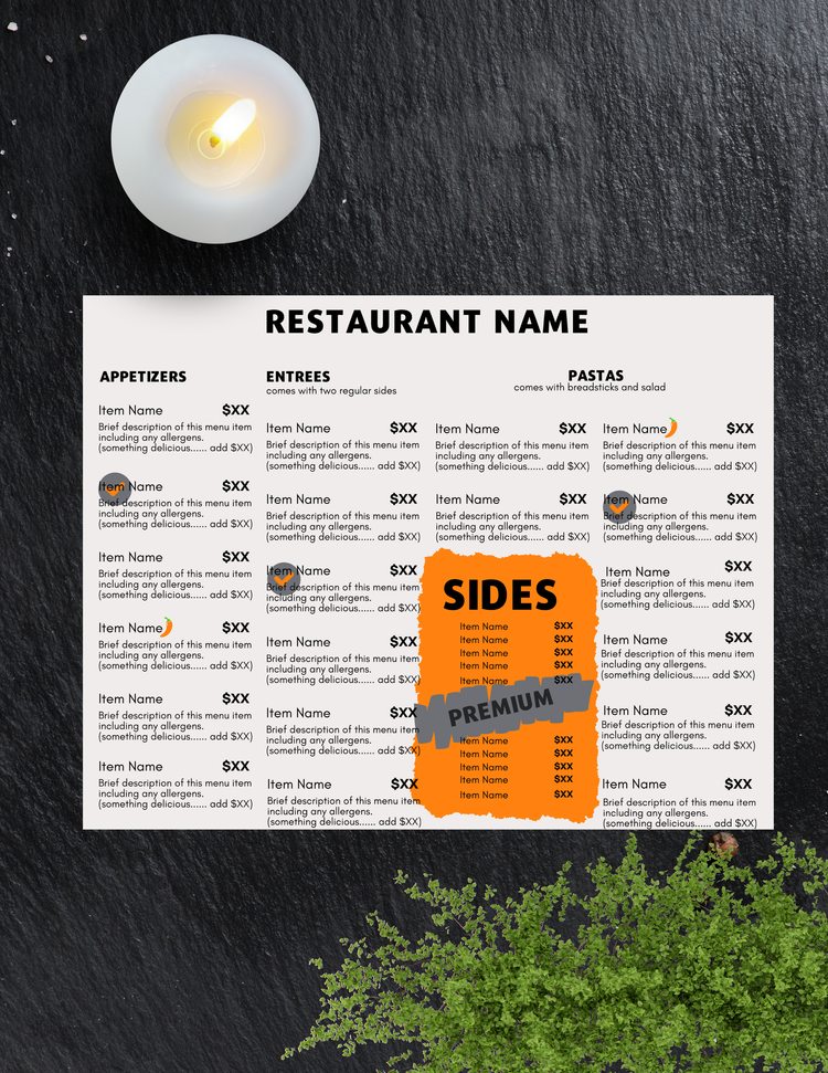 11x17 1-sided (Landscape) Menu Build — Make Good Lemonade