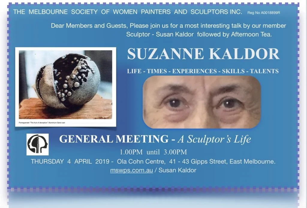 Suzanne Kaldor - A Sculptor's Life — Melbourne Society of Women ...