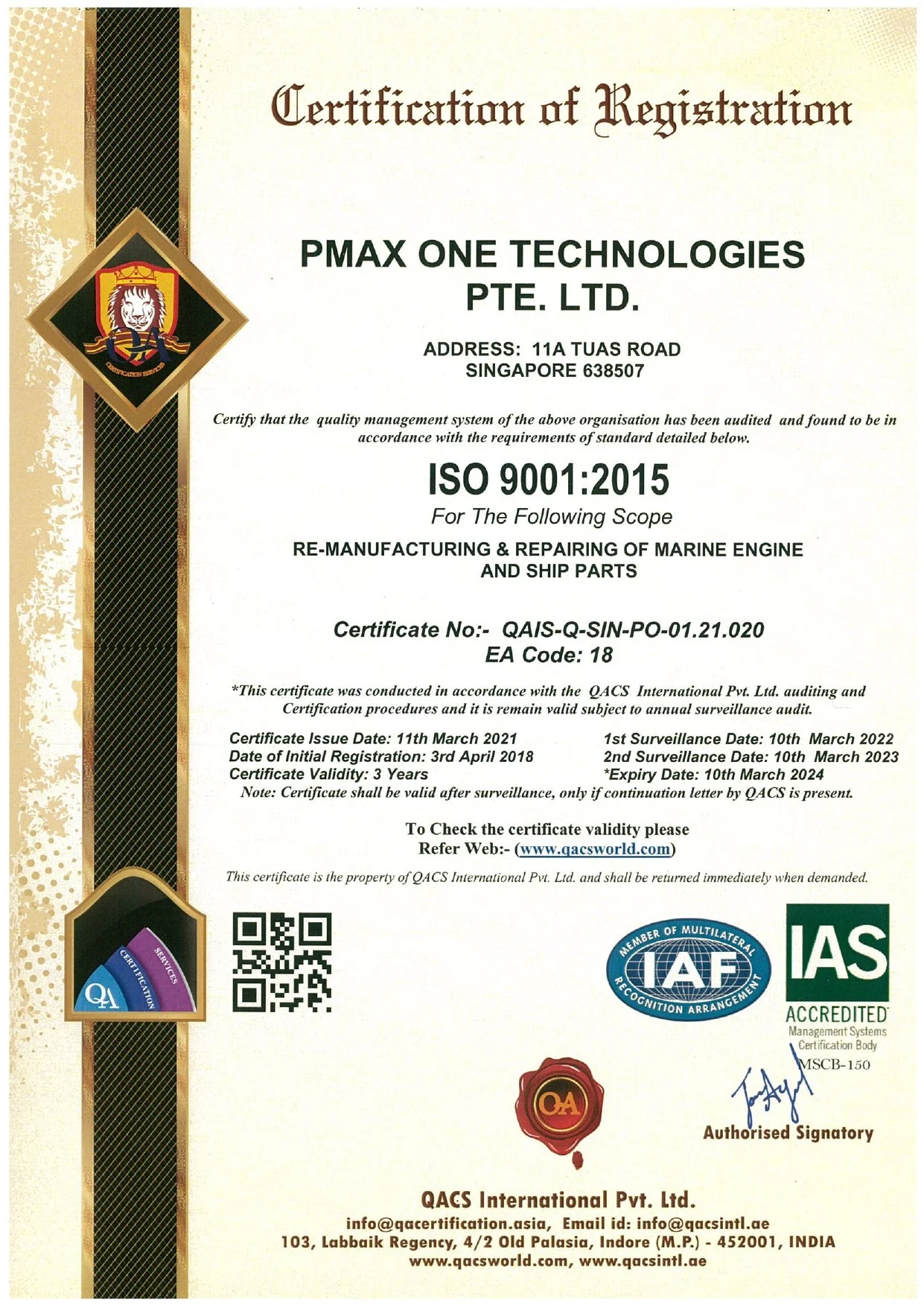 Our Certifications | PMAX One Technologies