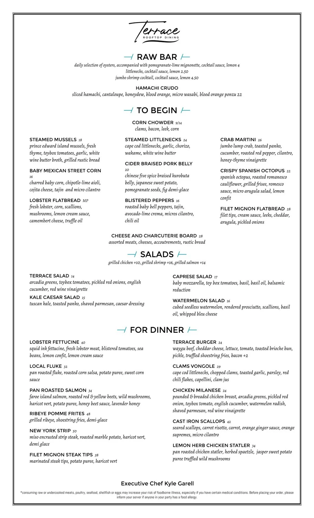 Our Menus — Terrace Rooftop Dining