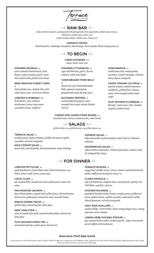 Our Menus — Terrace Rooftop Dining