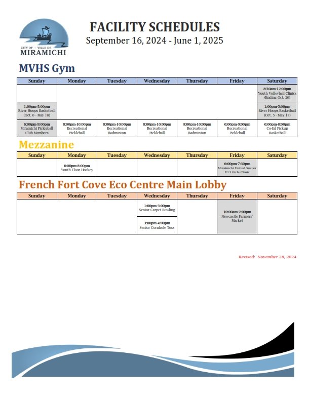 Recreation Calendars — City of Miramichi