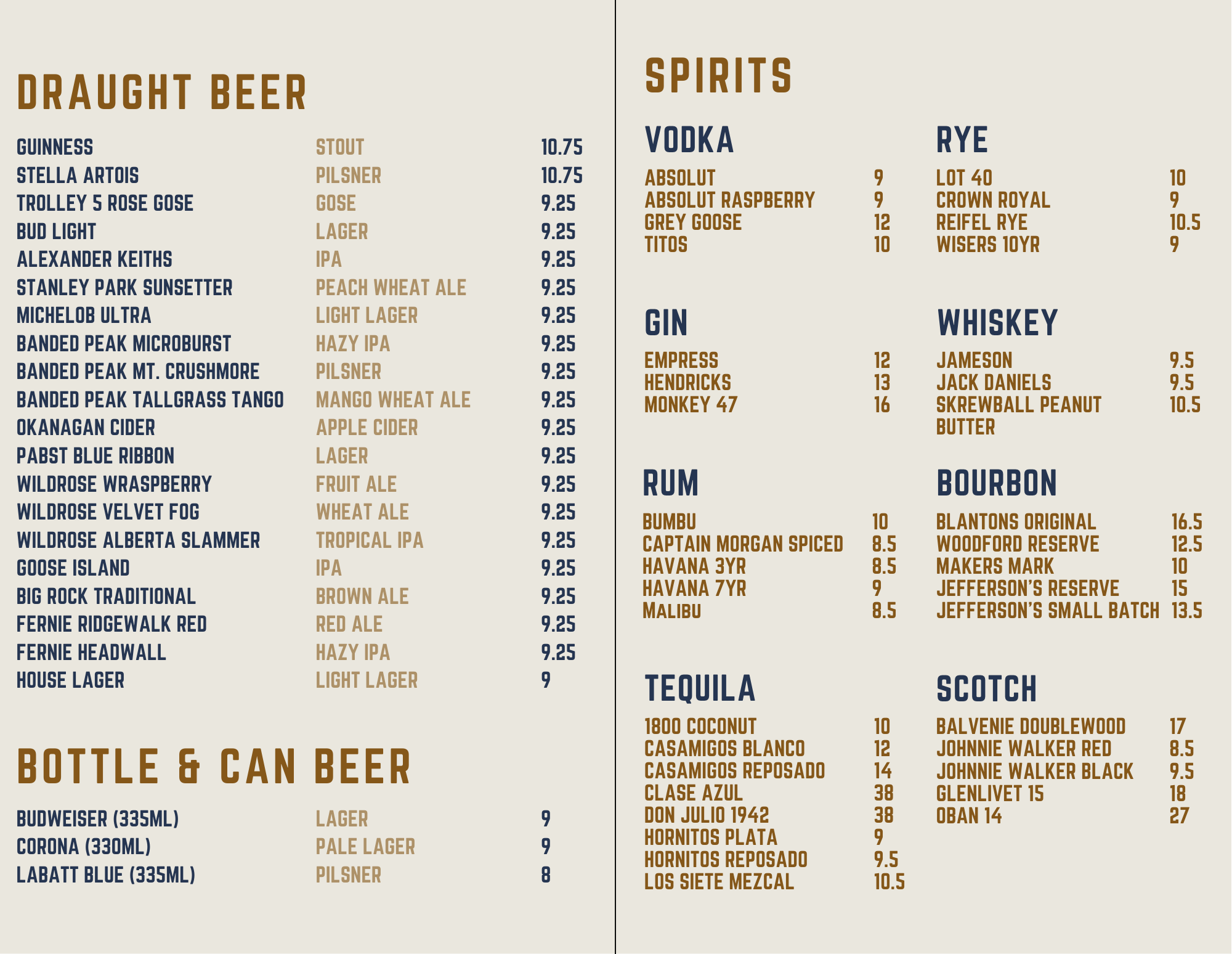 Drink Menu — Brix + Barrel
