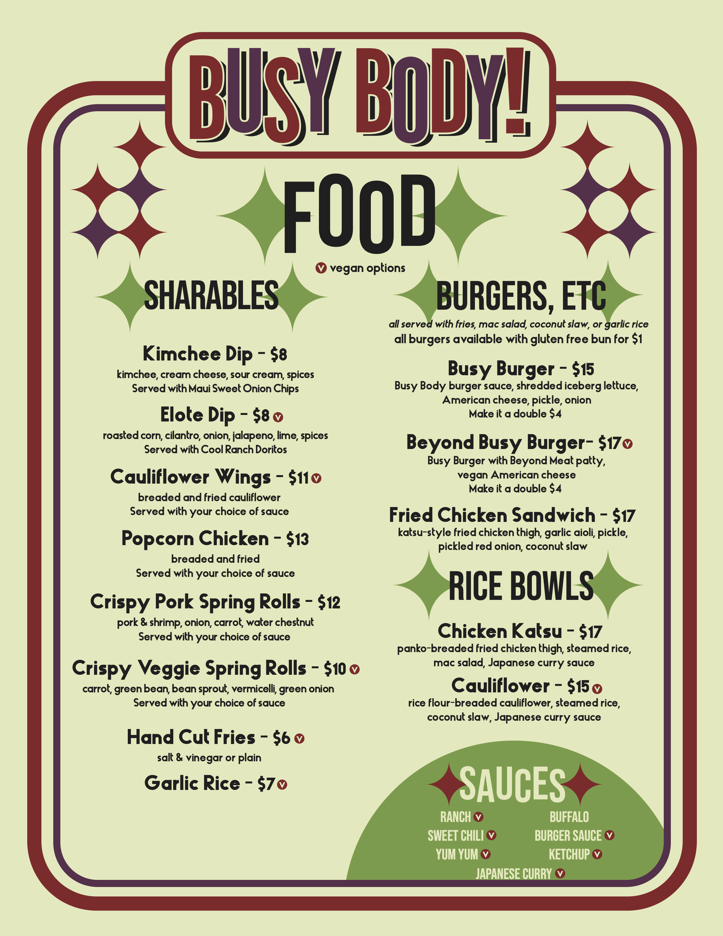 Menu 1 — Busy Body!