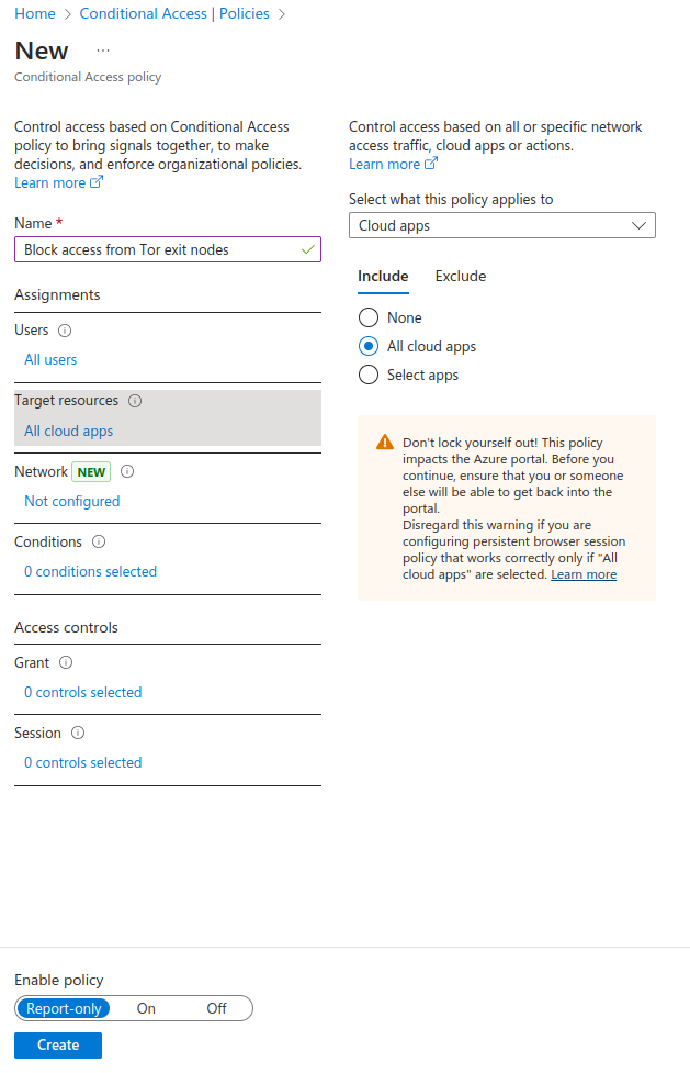 Conditional Access Policies to Block Tor IPs — Lab539