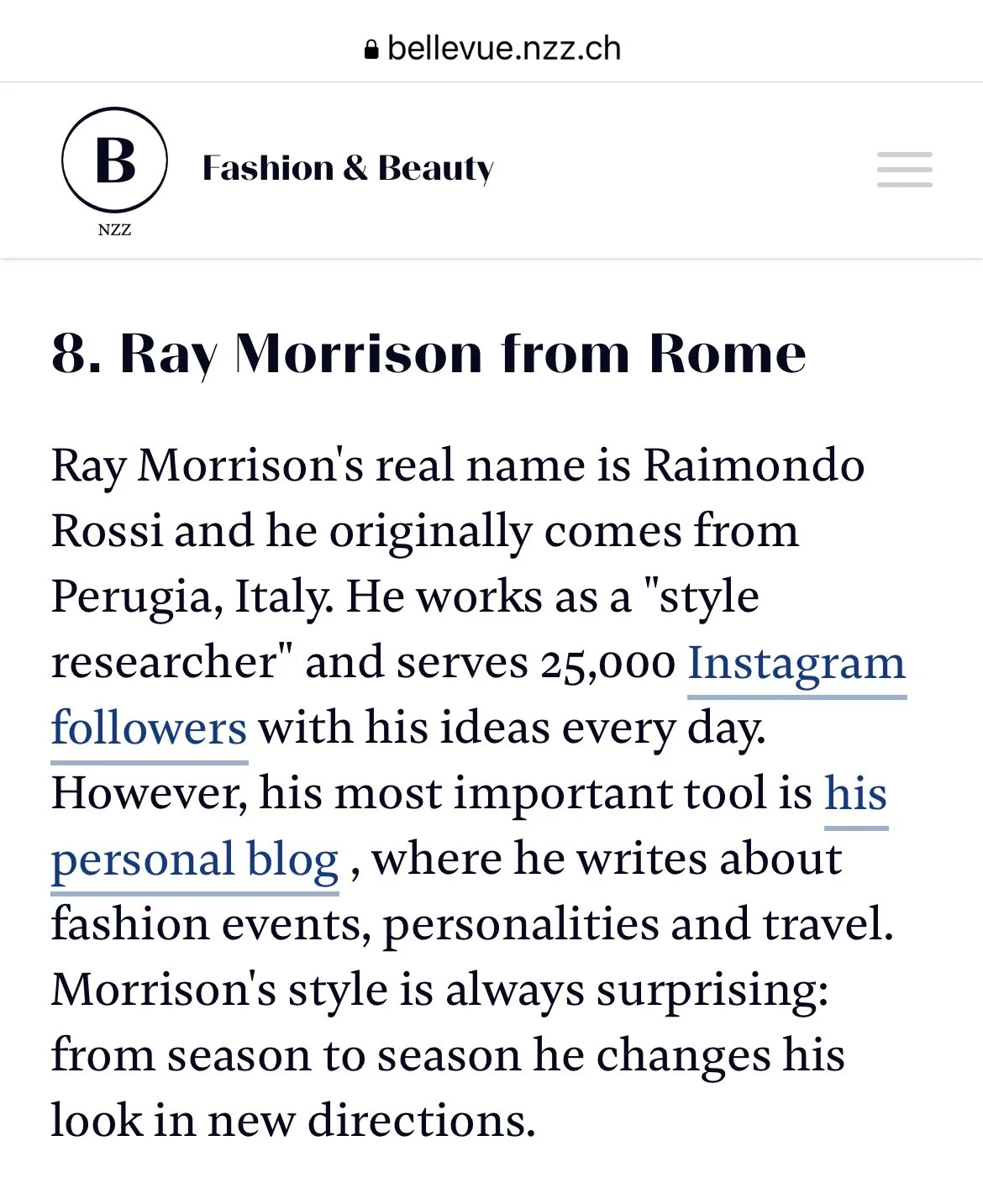 Famous mentions of Raimondo Rossi, also known as Ray Morrison, in ...