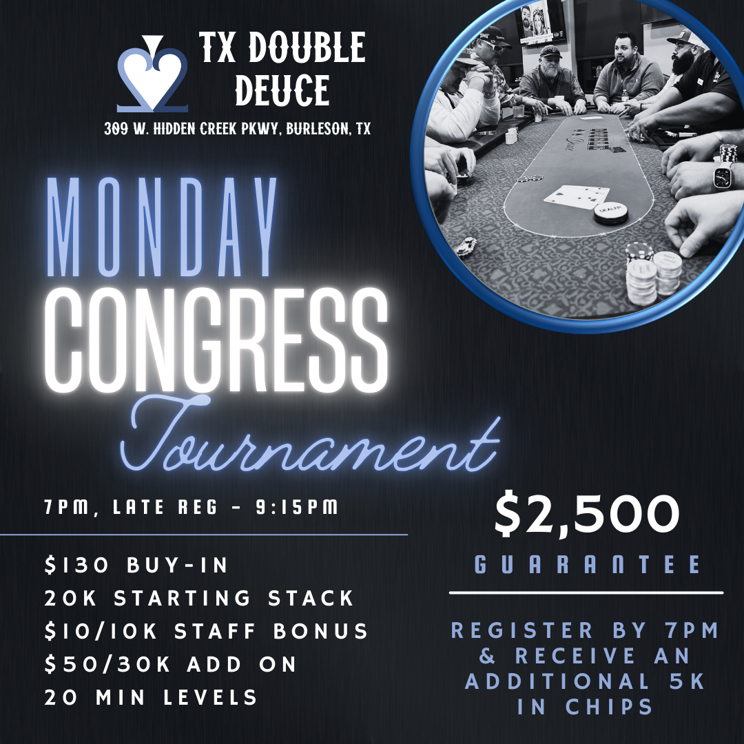 Tournaments — TX Double Deuce Poker Room, Bar & Golf Simulator in DFW