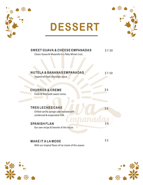 Albany Menu — Viva Empanadas