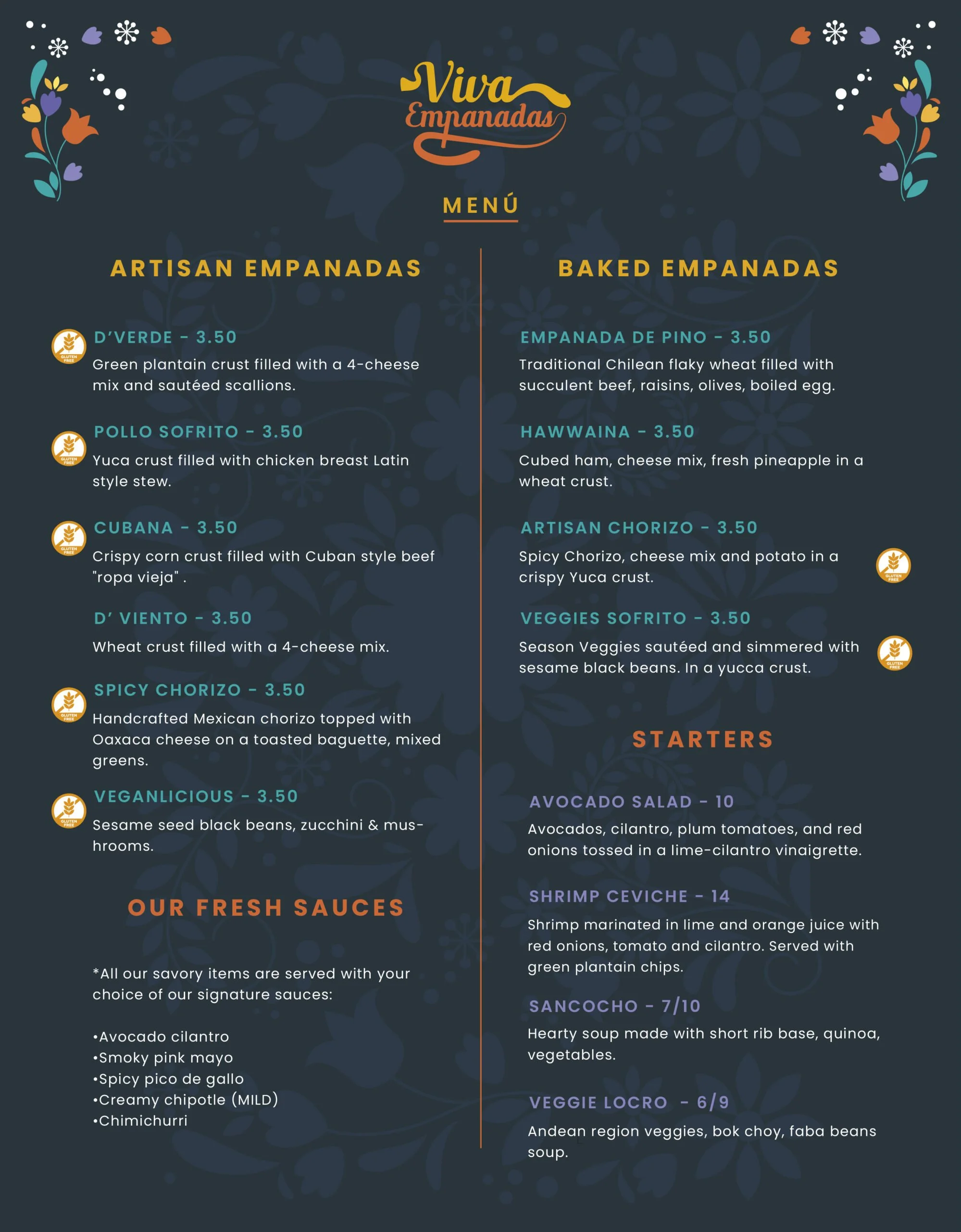 Latham Menu — Viva Empanadas