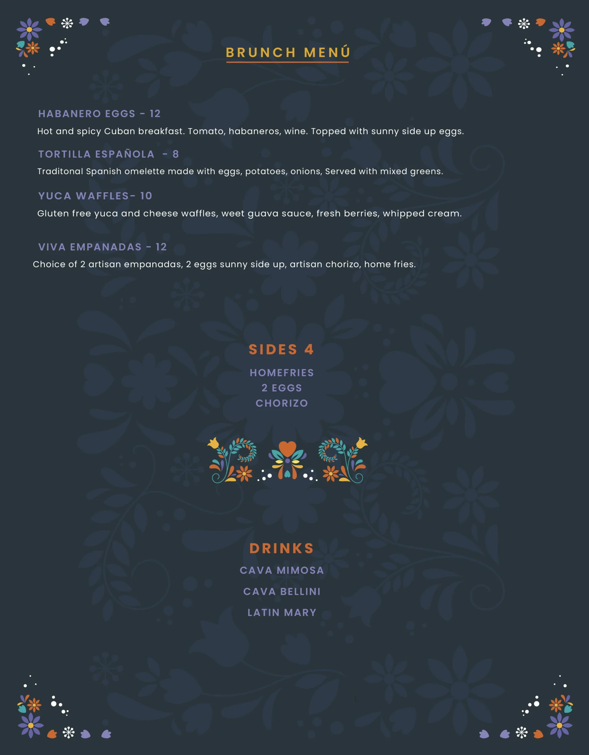 Latham Menu — Viva Empanadas