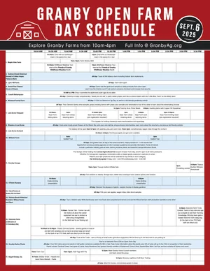 Open Farm Day Schedule — Granby CT Agricultural Commission
