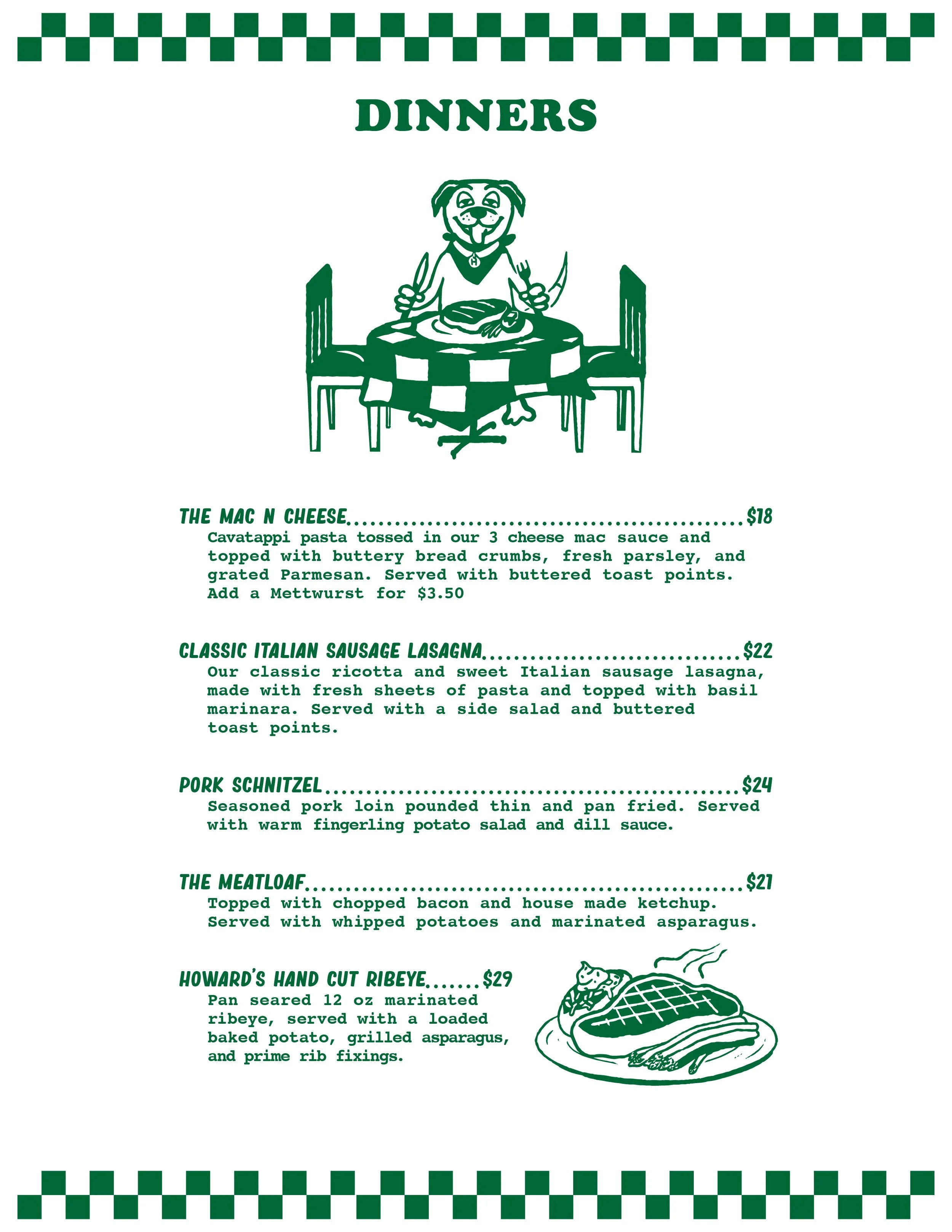 Lunch and Dinner Menu — Howard's Bar