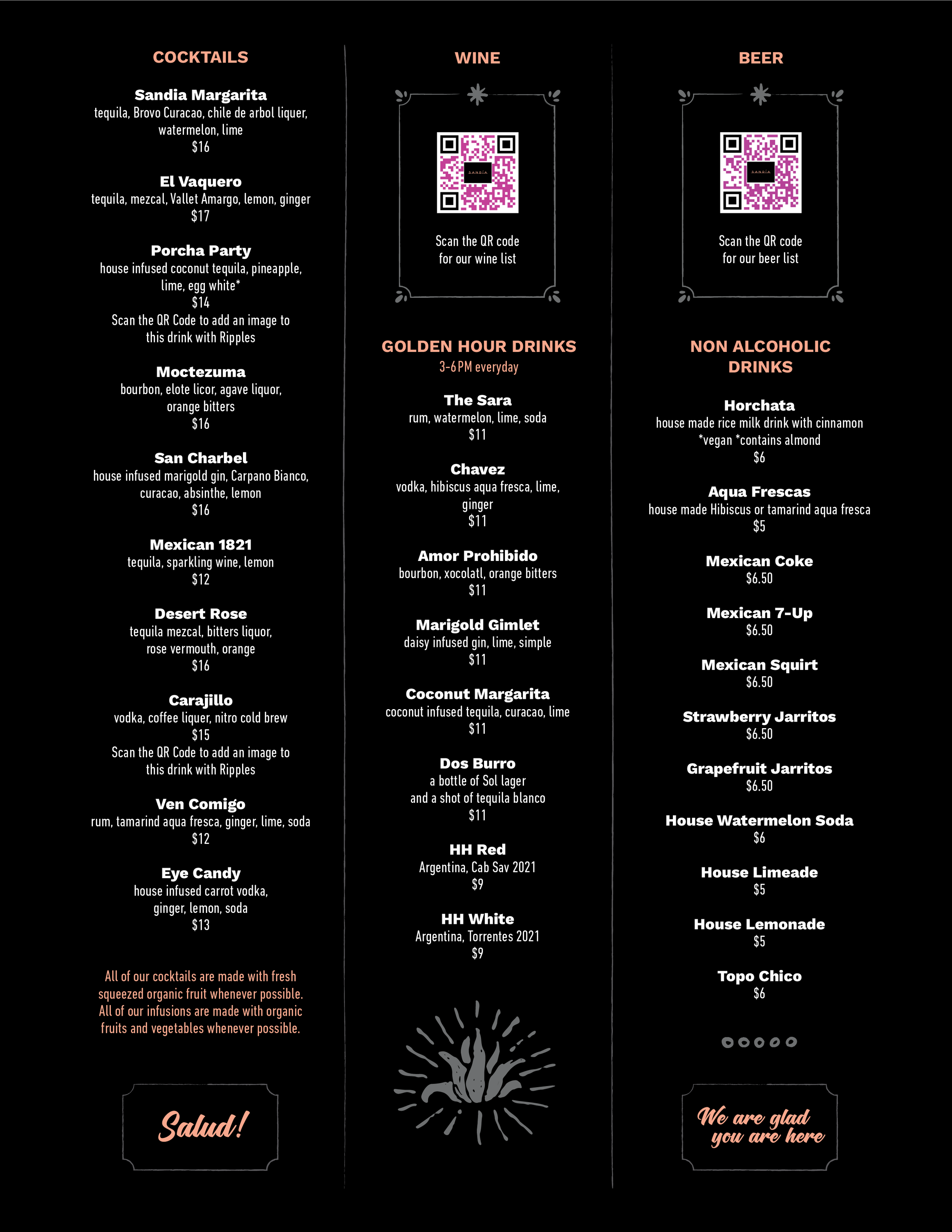 Menu 1 — Sandia Seattle