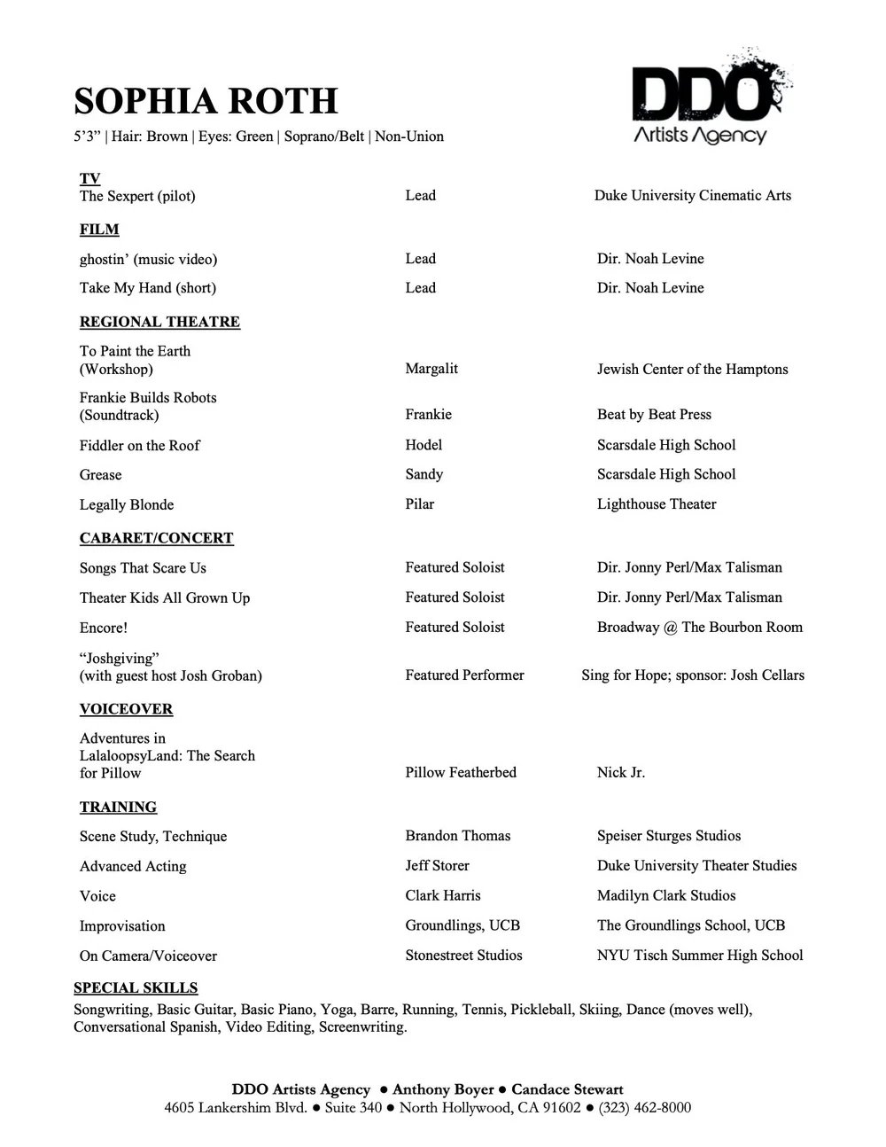 resume — SOPHIA ROTH