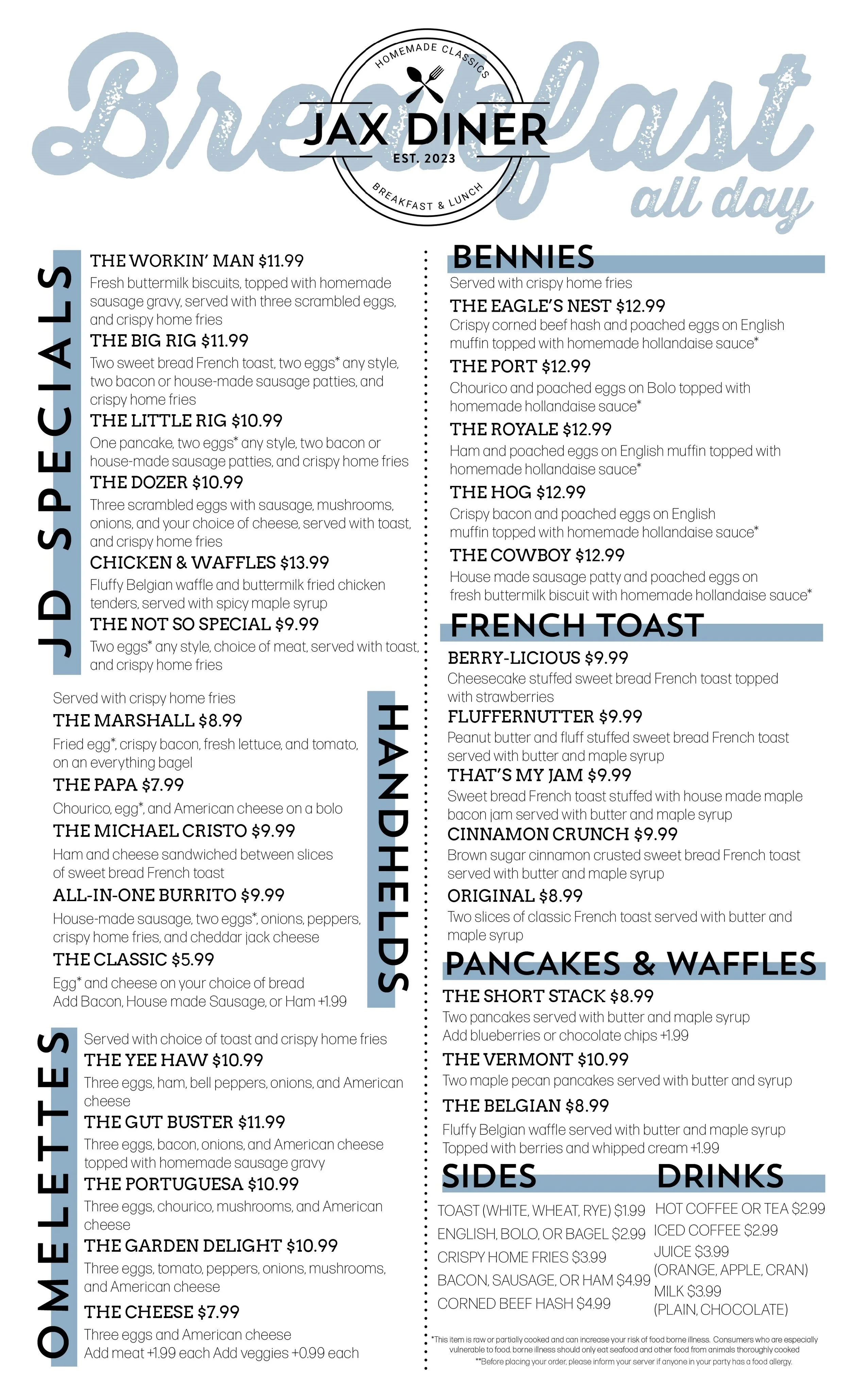 Menus — JAX DINER