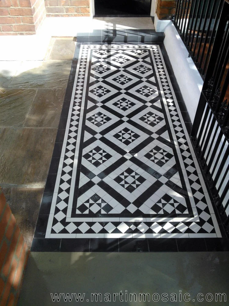 Black & White Victorian floor tiles 9mm thickness | Mosaic Floor Tiles ...