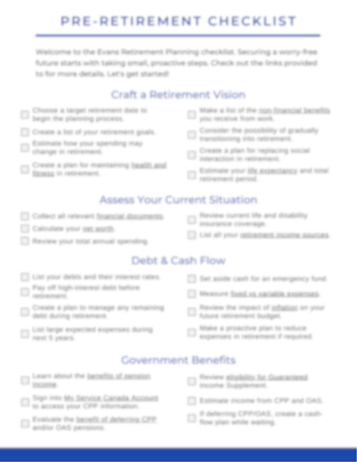 Retirement Checklist - Evans Retirement Planning