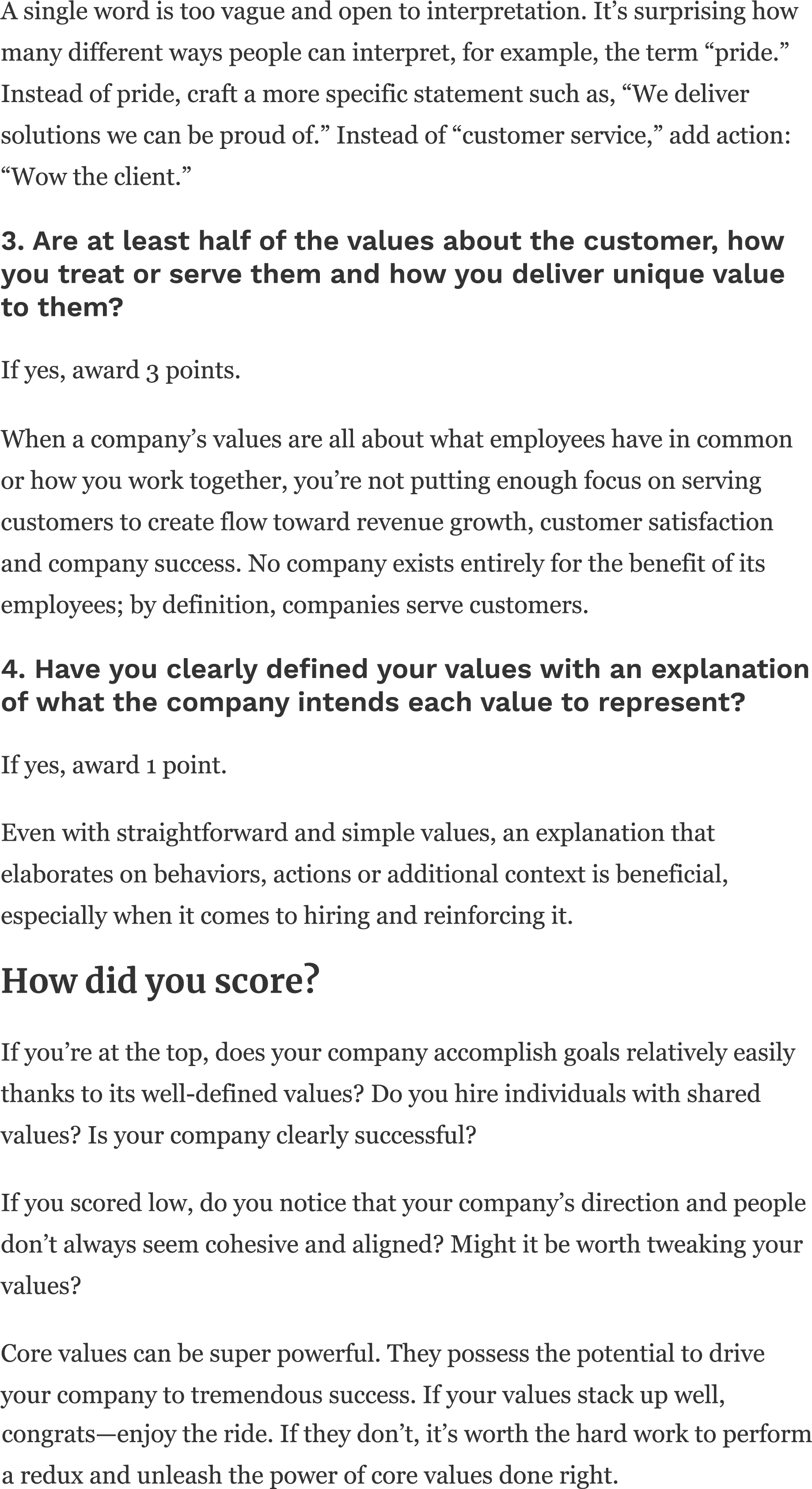 Core Value Scorecard: How Does Your Company Stack Up? — Real Simple ...